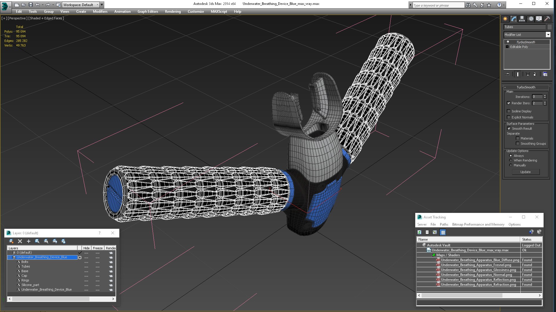 3D model Underwater Breathing Device Blue - TurboSquid 2170131