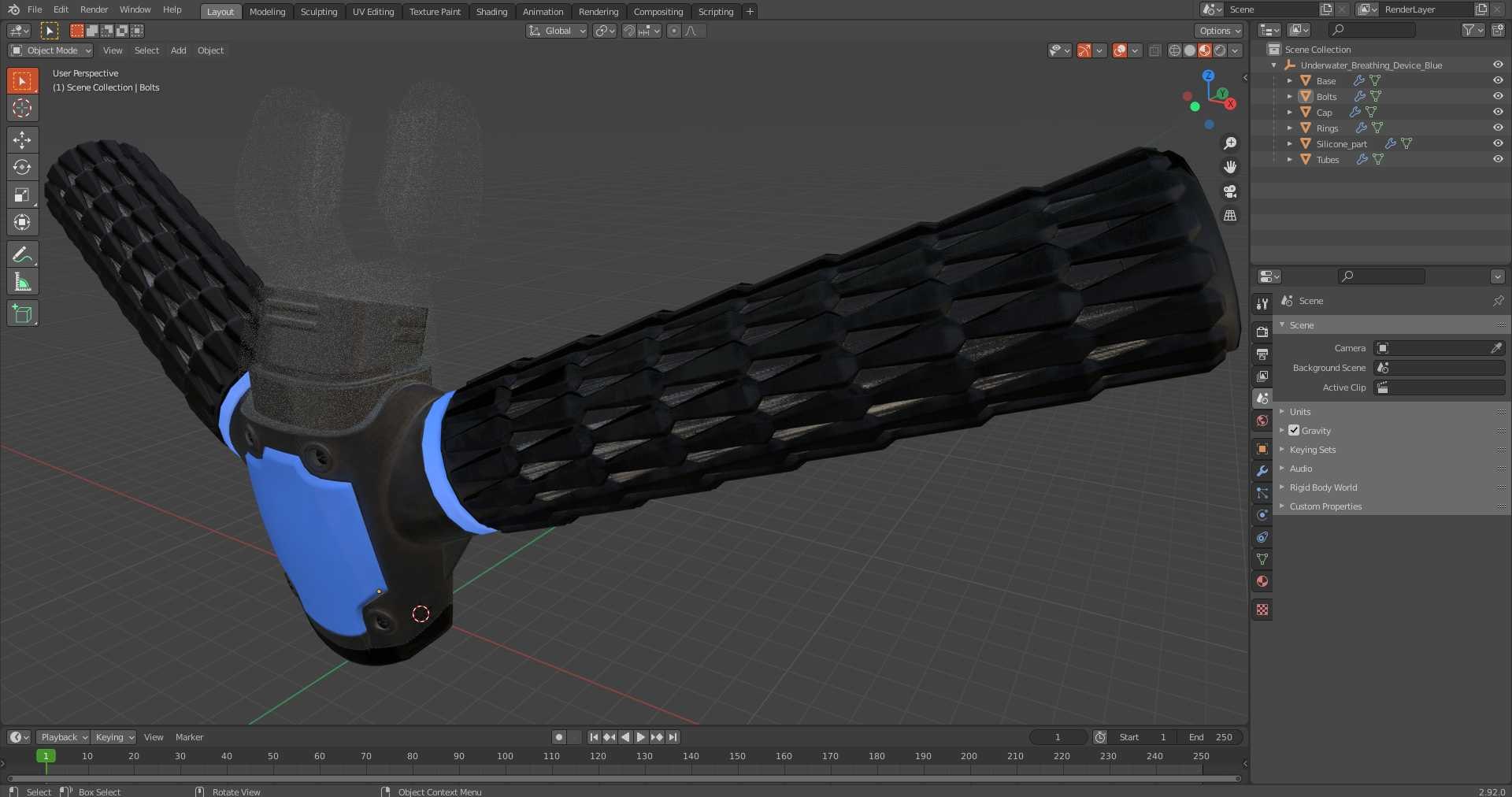 3D model Underwater Breathing Device Blue - TurboSquid 2170131