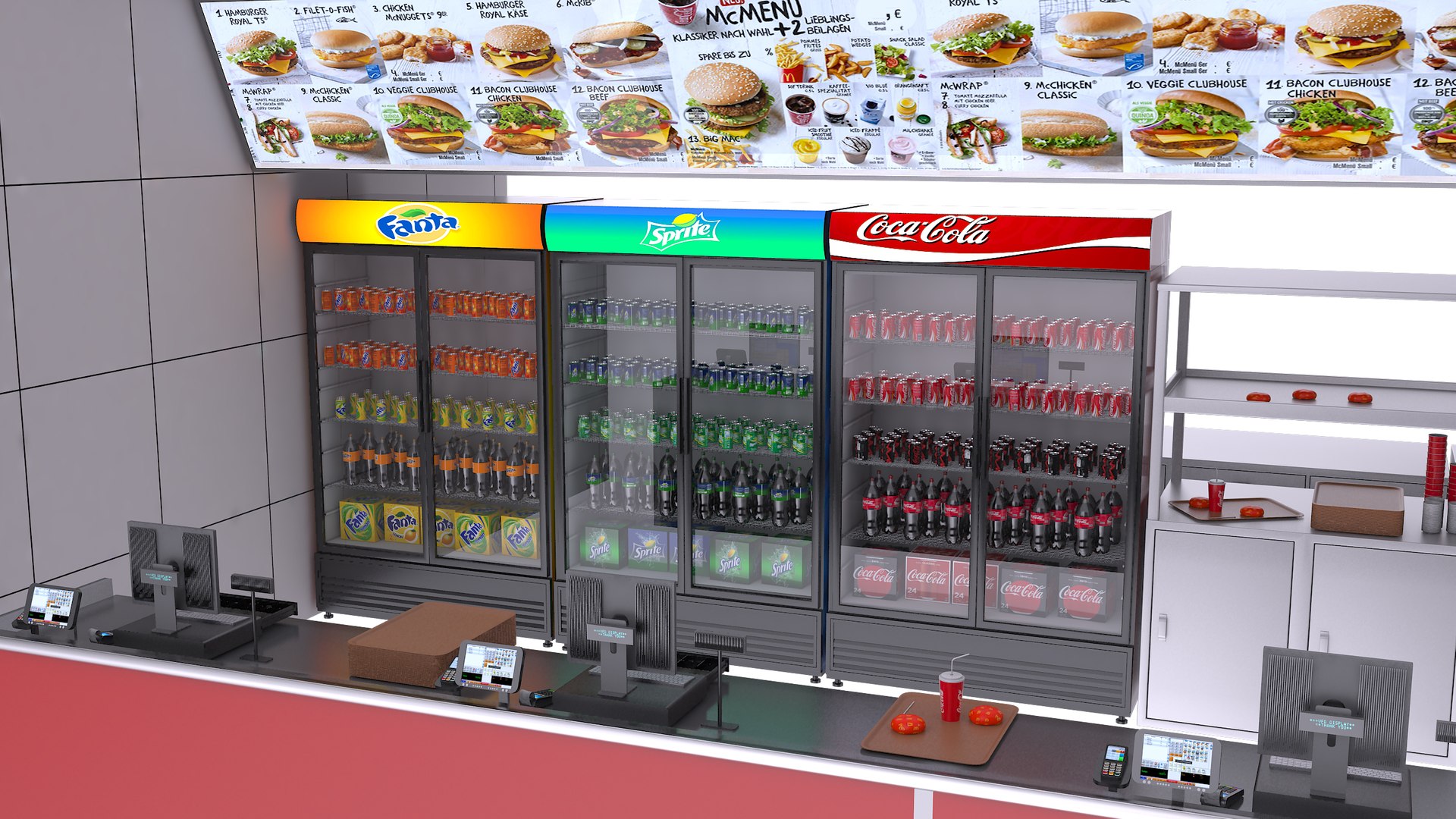 Fast Food McDonalds Counter 3D Model - TurboSquid 1905858
