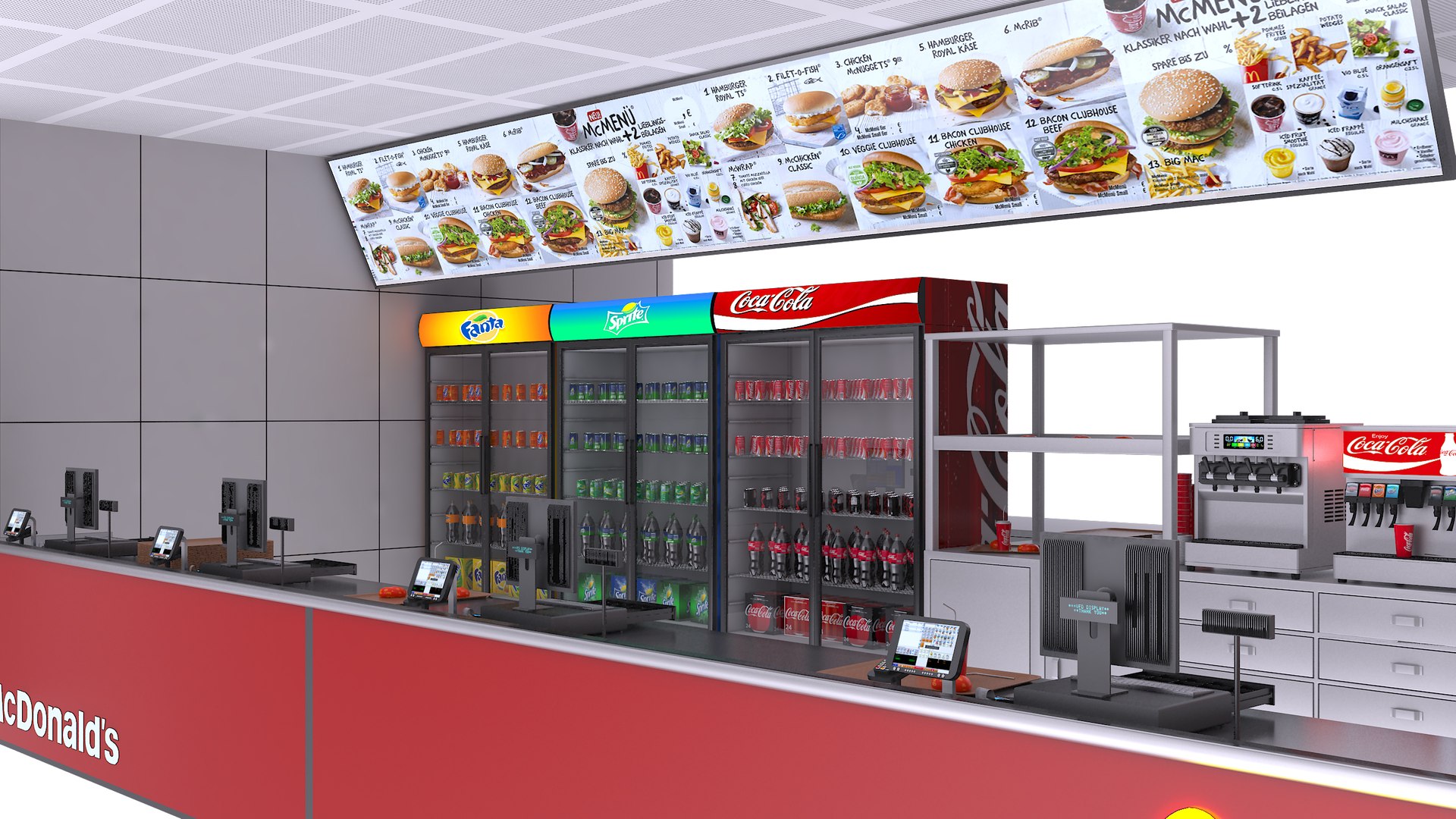 Fast Food McDonalds Counter 3D Model - TurboSquid 1905858
