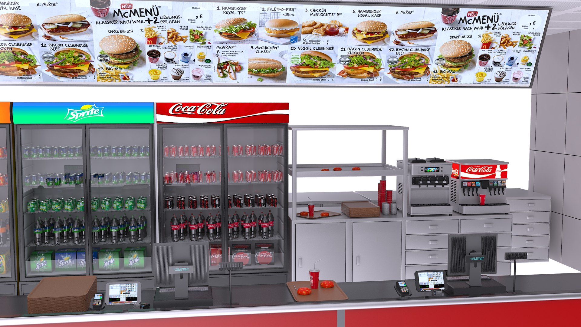 Fast Food McDonalds Counter 3D Model - TurboSquid 1905858