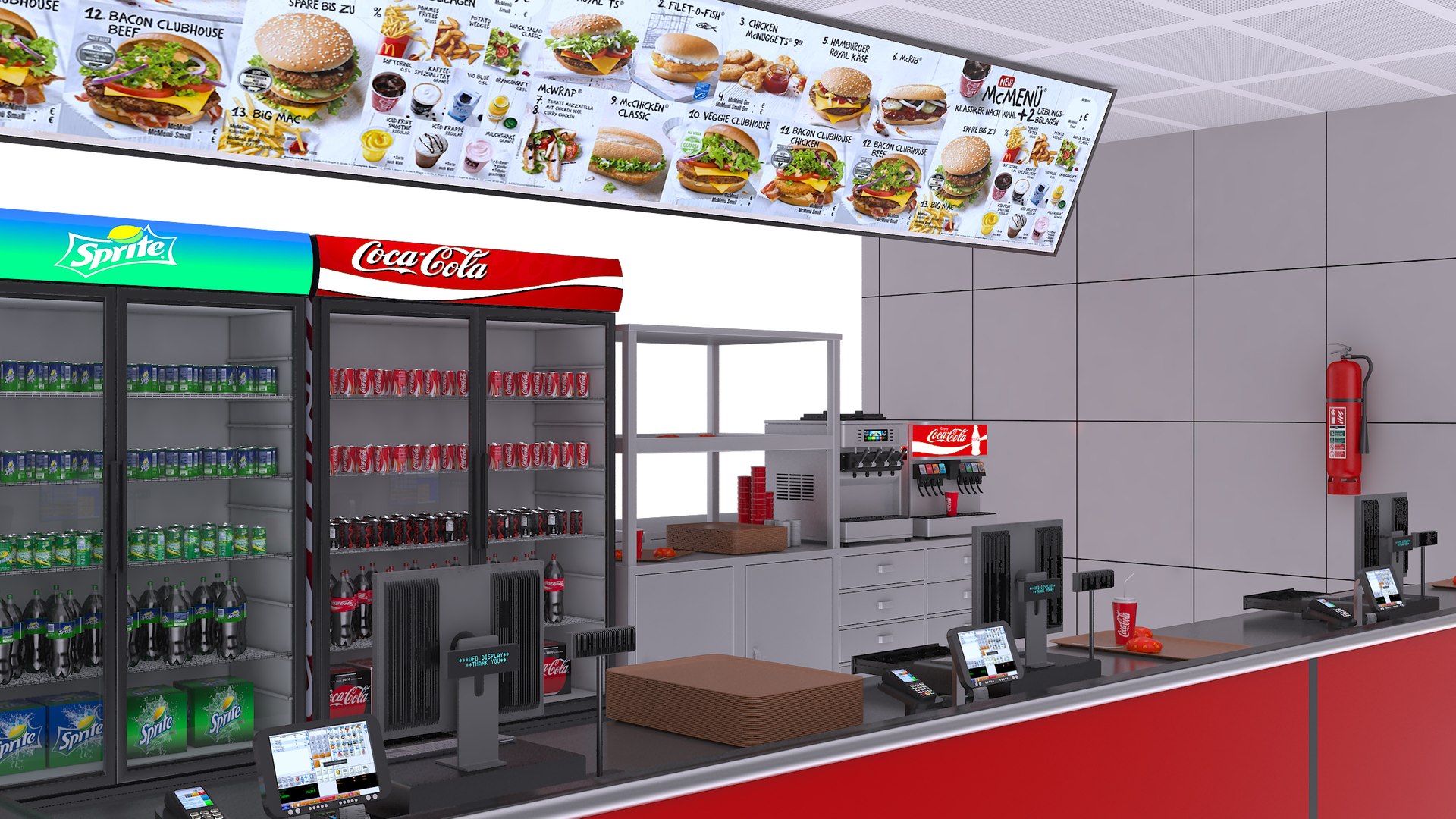 Fast Food McDonalds Counter 3D Model - TurboSquid 1905858