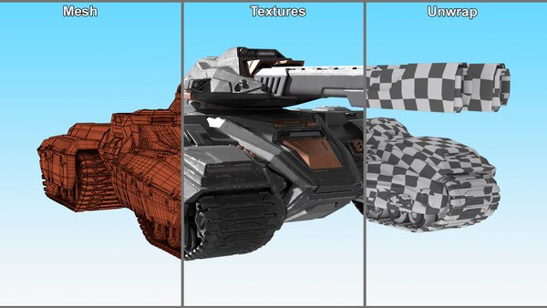 3D модель Футуристический бронированный танк-машина, оснащенный ...
