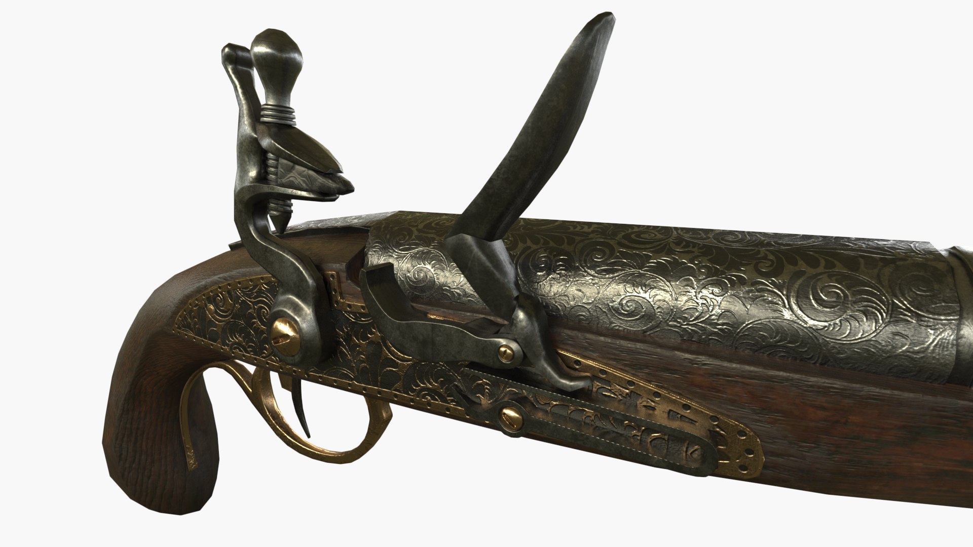 Flintlock Pistol 3d Obj