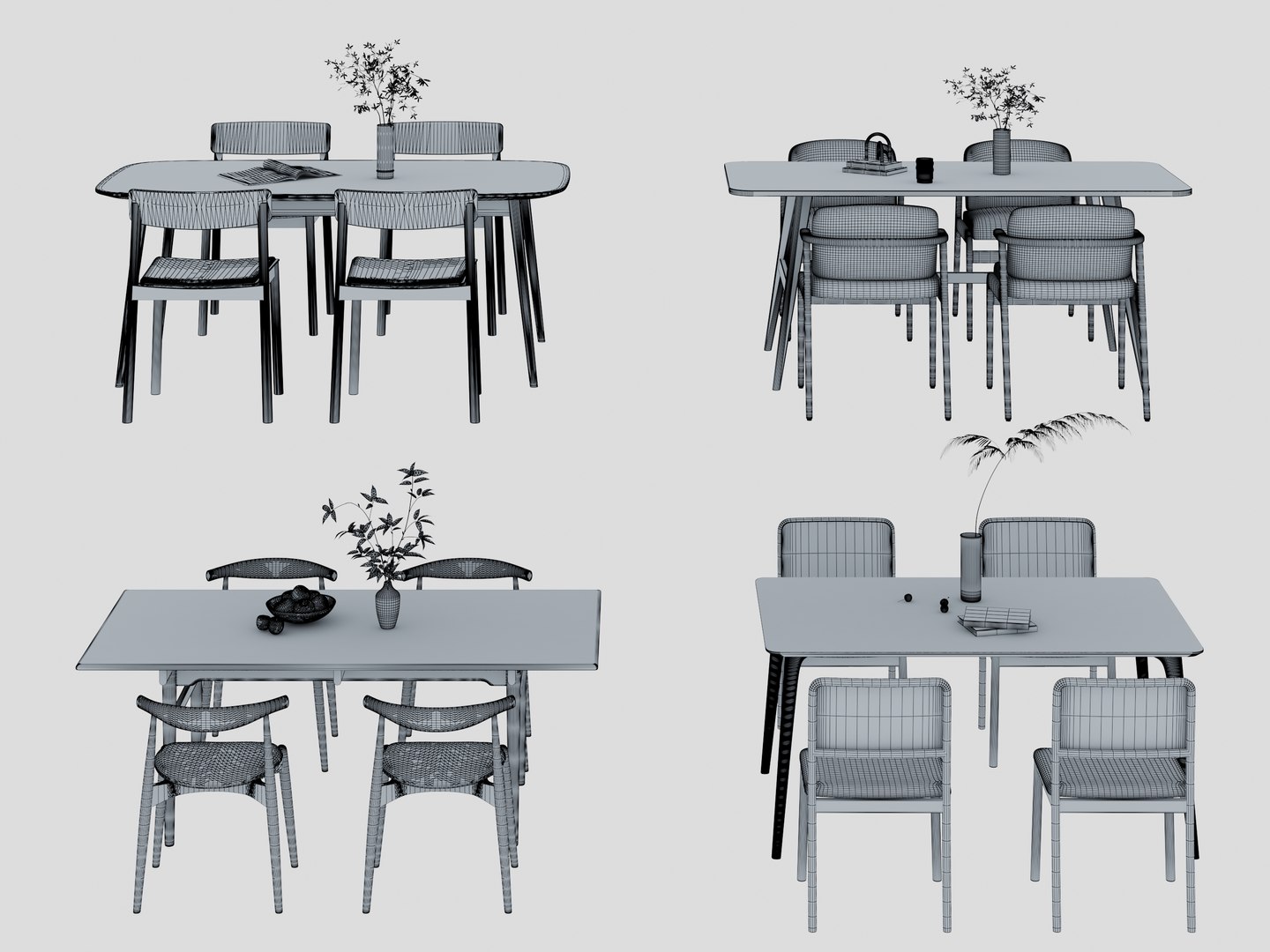 3D Realistic Modern Table And Chair Combination - TurboSquid 2196983