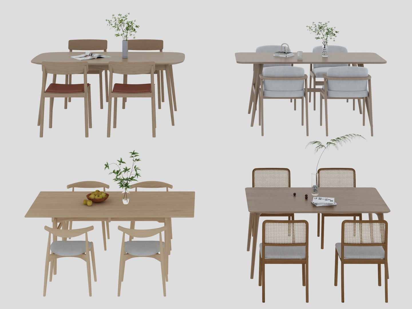 3D Realistic Modern Table And Chair Combination - TurboSquid 2196983