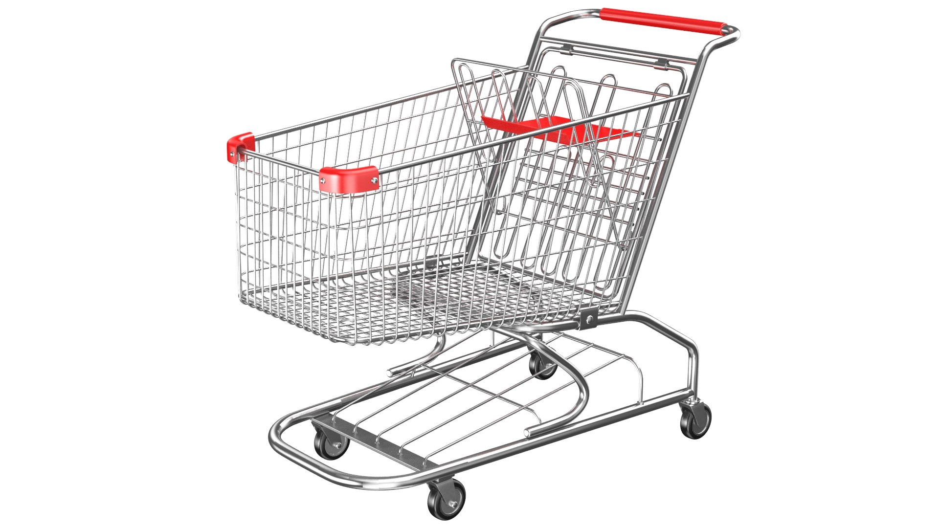 3D Detailed Red Metal Shopping Cart - TurboSquid 1999698