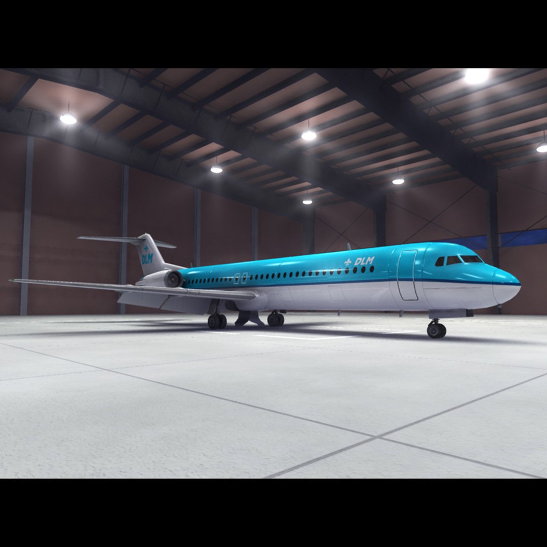 3d fokker 100 aircraft