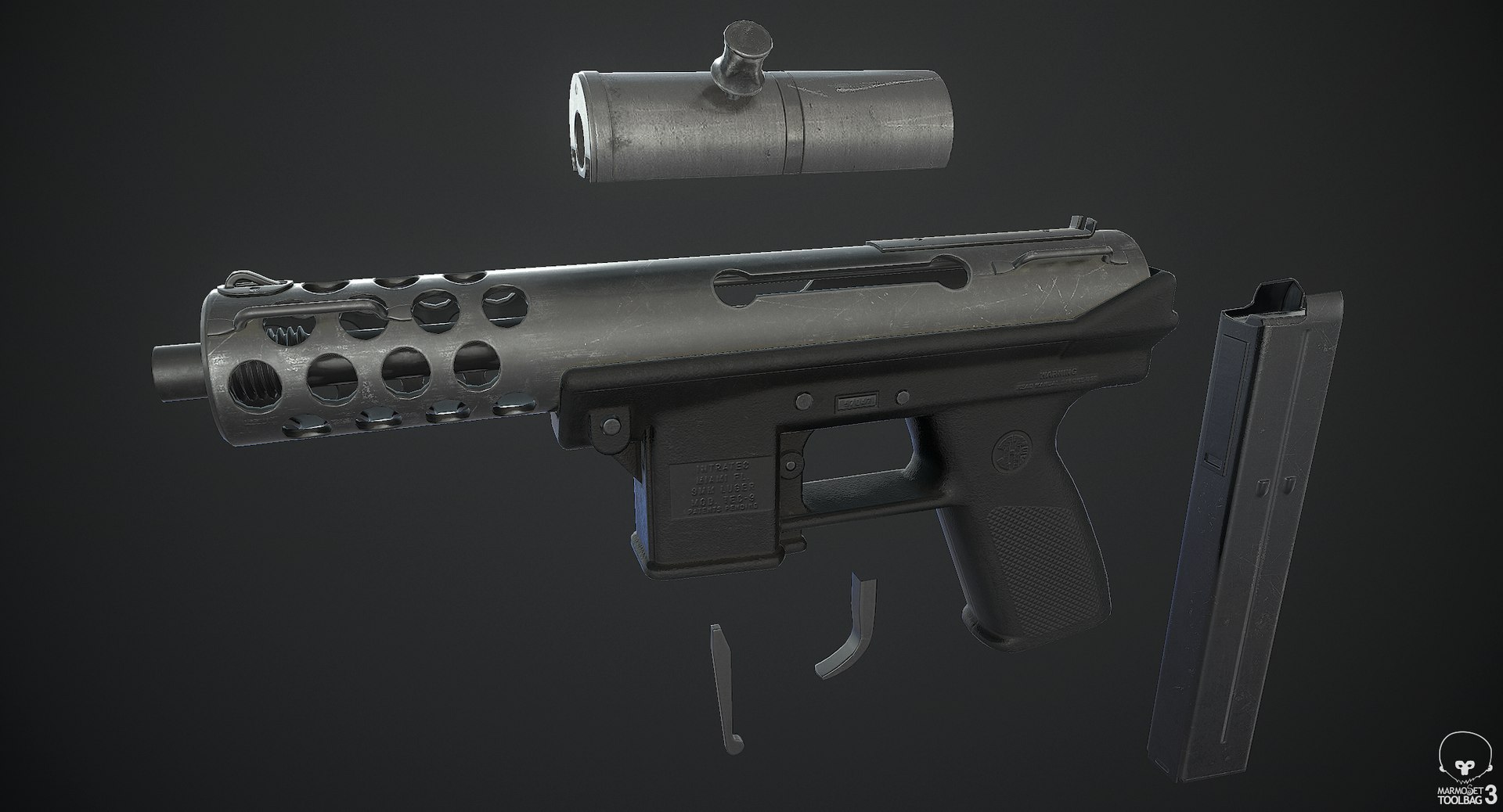 Tec-9 Pistol 3d Model