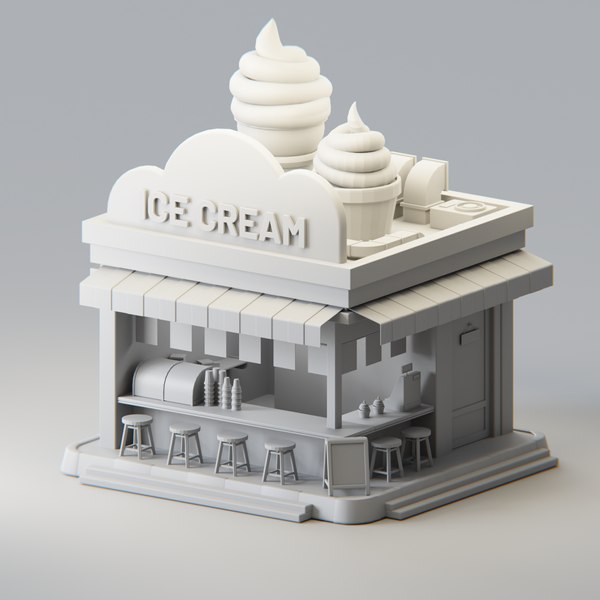 3D Simple Low Poly Ice Cream Shop - TurboSquid 1934775