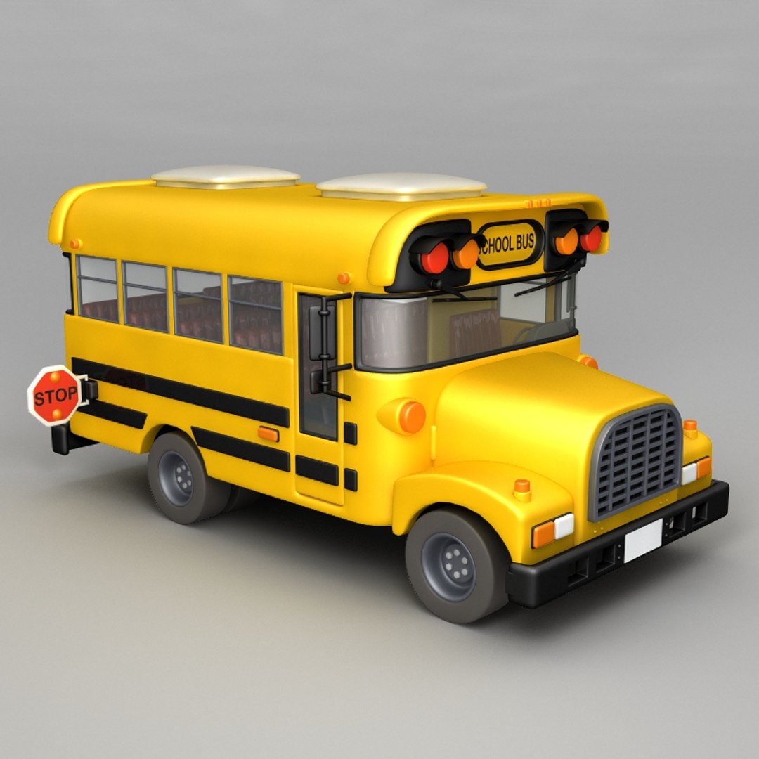 Cartoon School Bus Obj