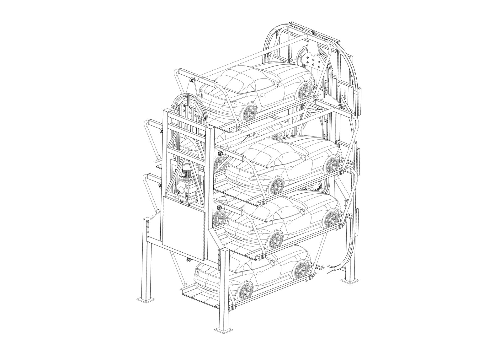 3D Rotary Parking System 6L model - TurboSquid 2124934