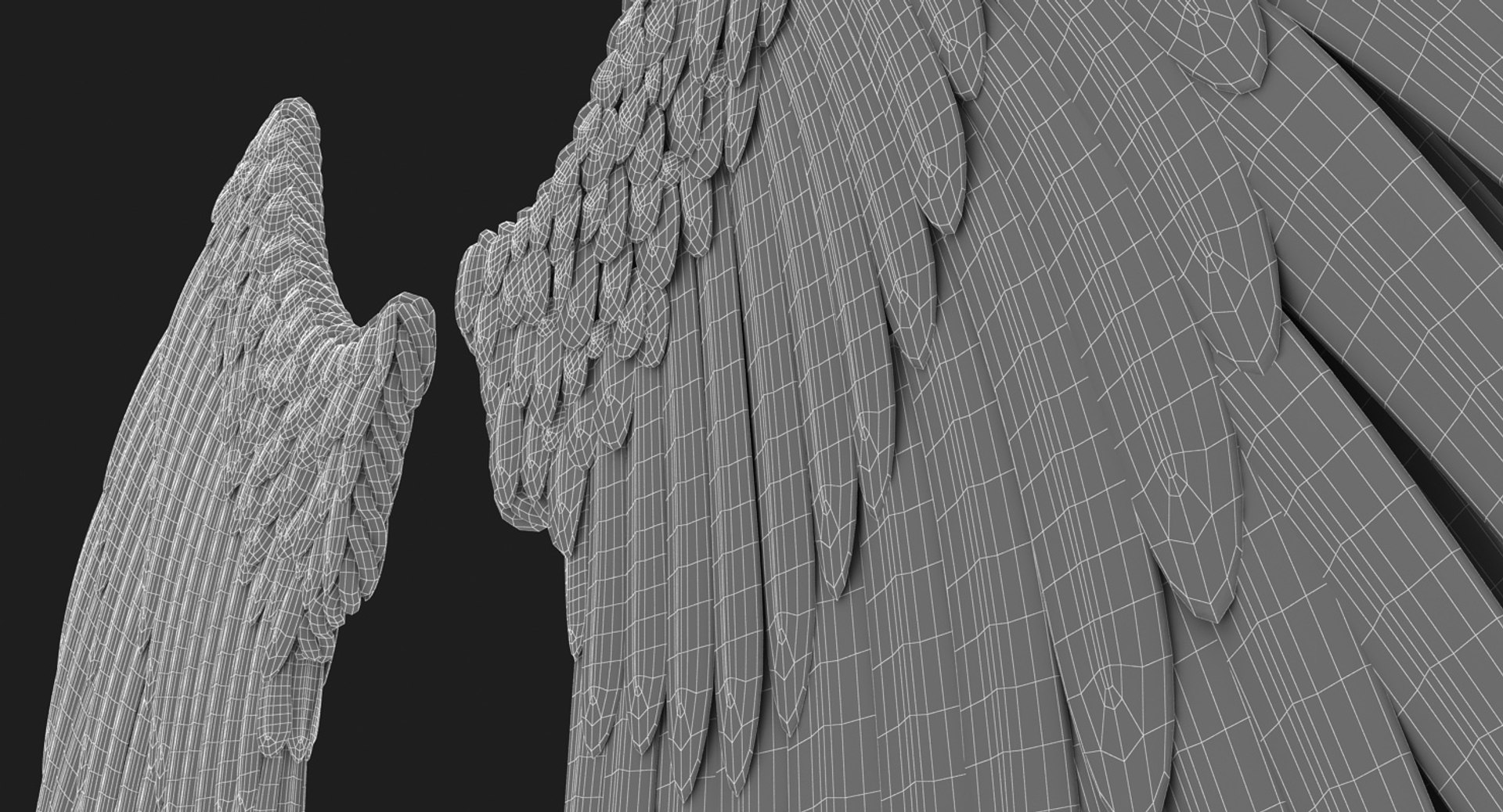 3d model realistic angel wings white