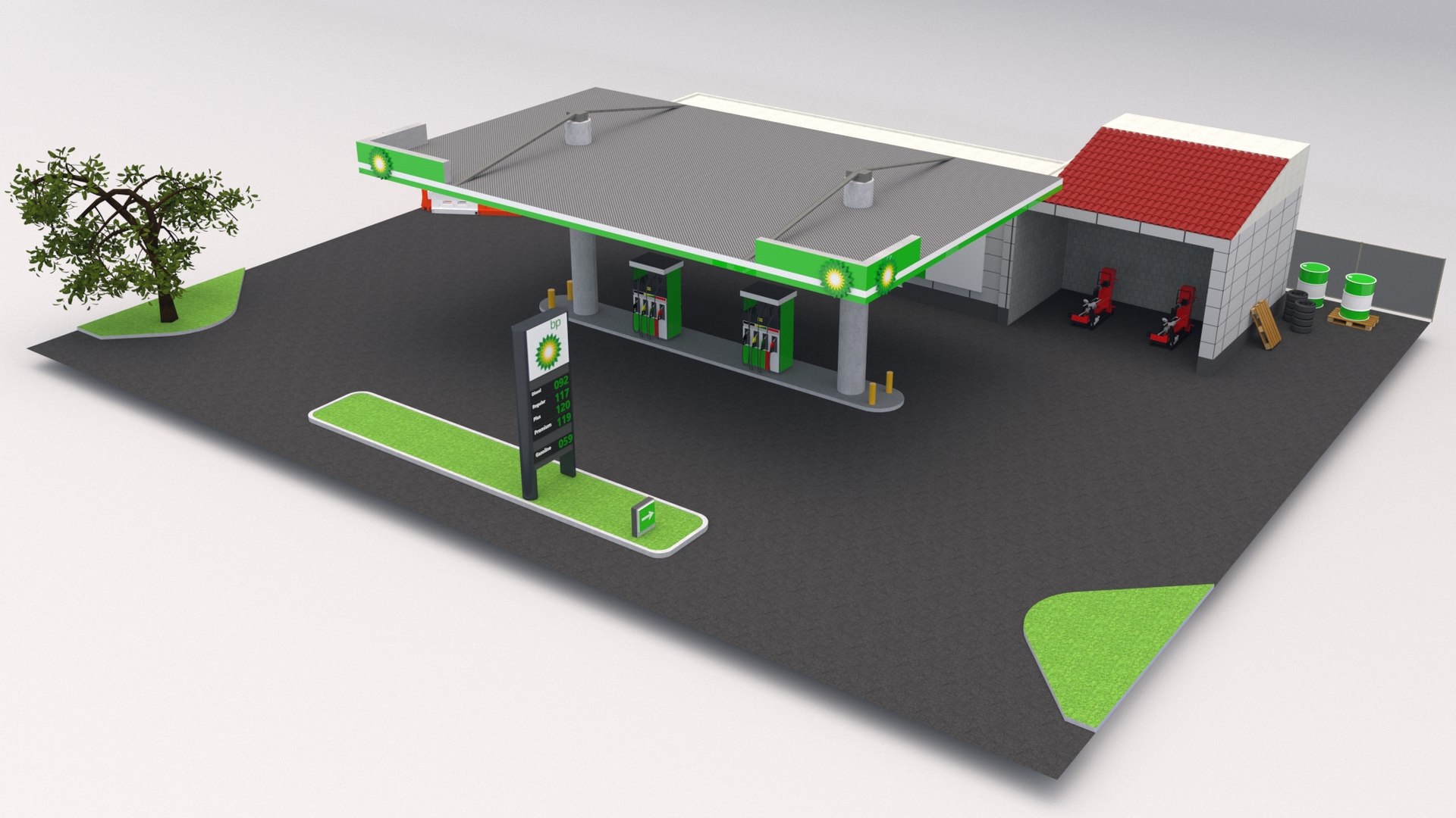 3D Bp Gas Station Model - TurboSquid 1545881
