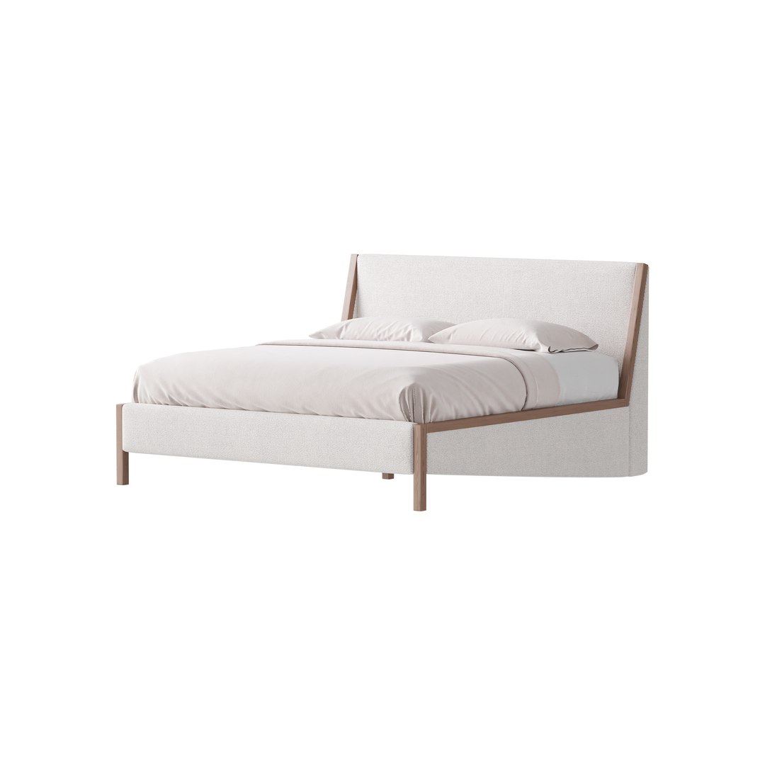 3D MALENA WHITE BOUCLE KING BED Model - TurboSquid 2248173