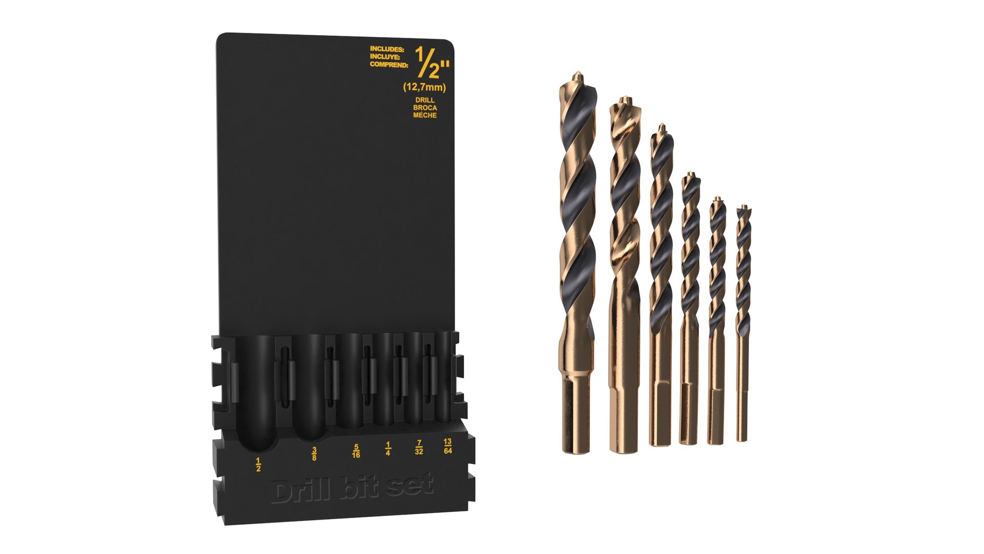 Gold Ferrous Pilot Point Drill Bit Set 3D Model - TurboSquid 2078078