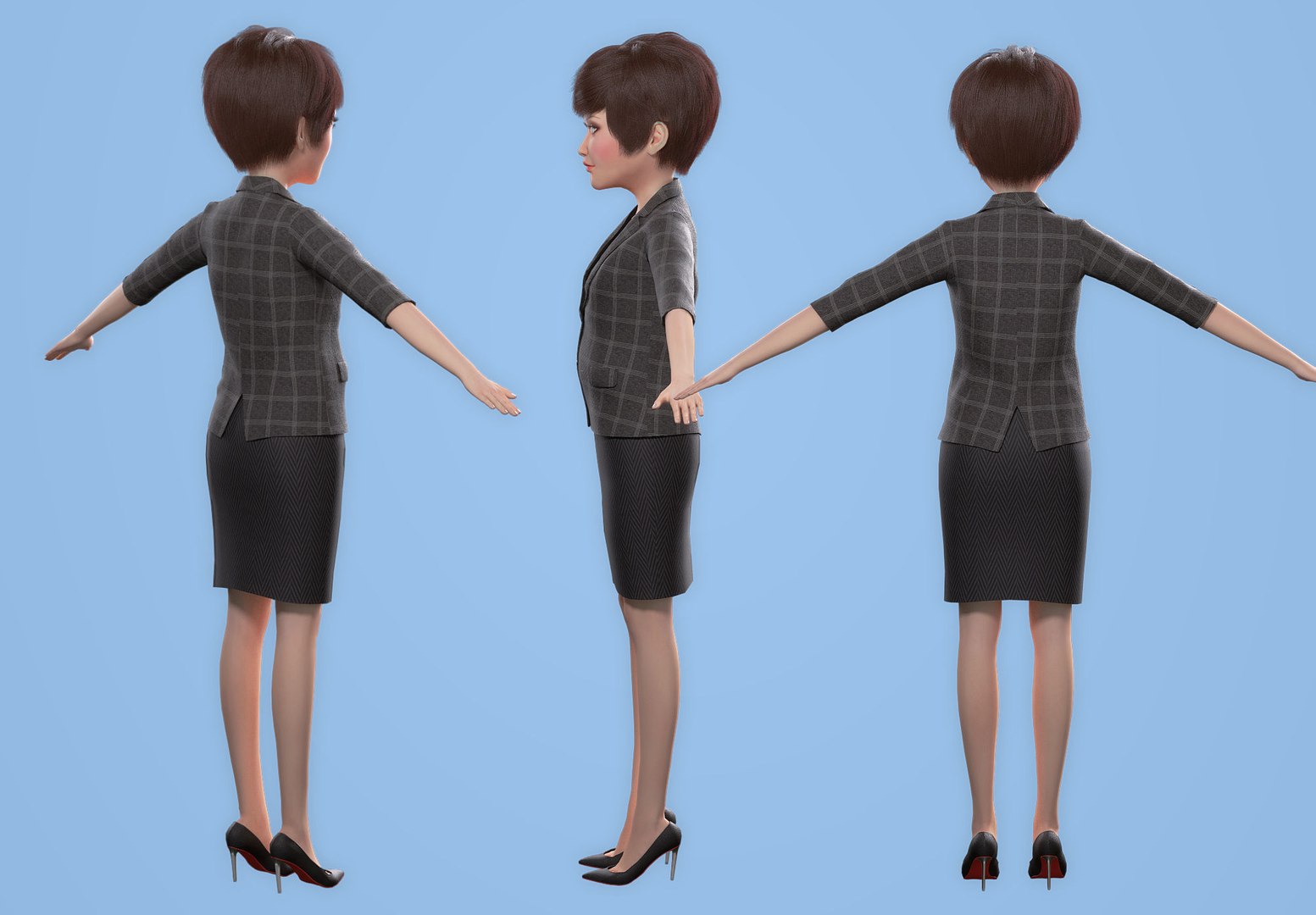 Cartoon Working Women Girl Model 3D - TurboSquid 1767097