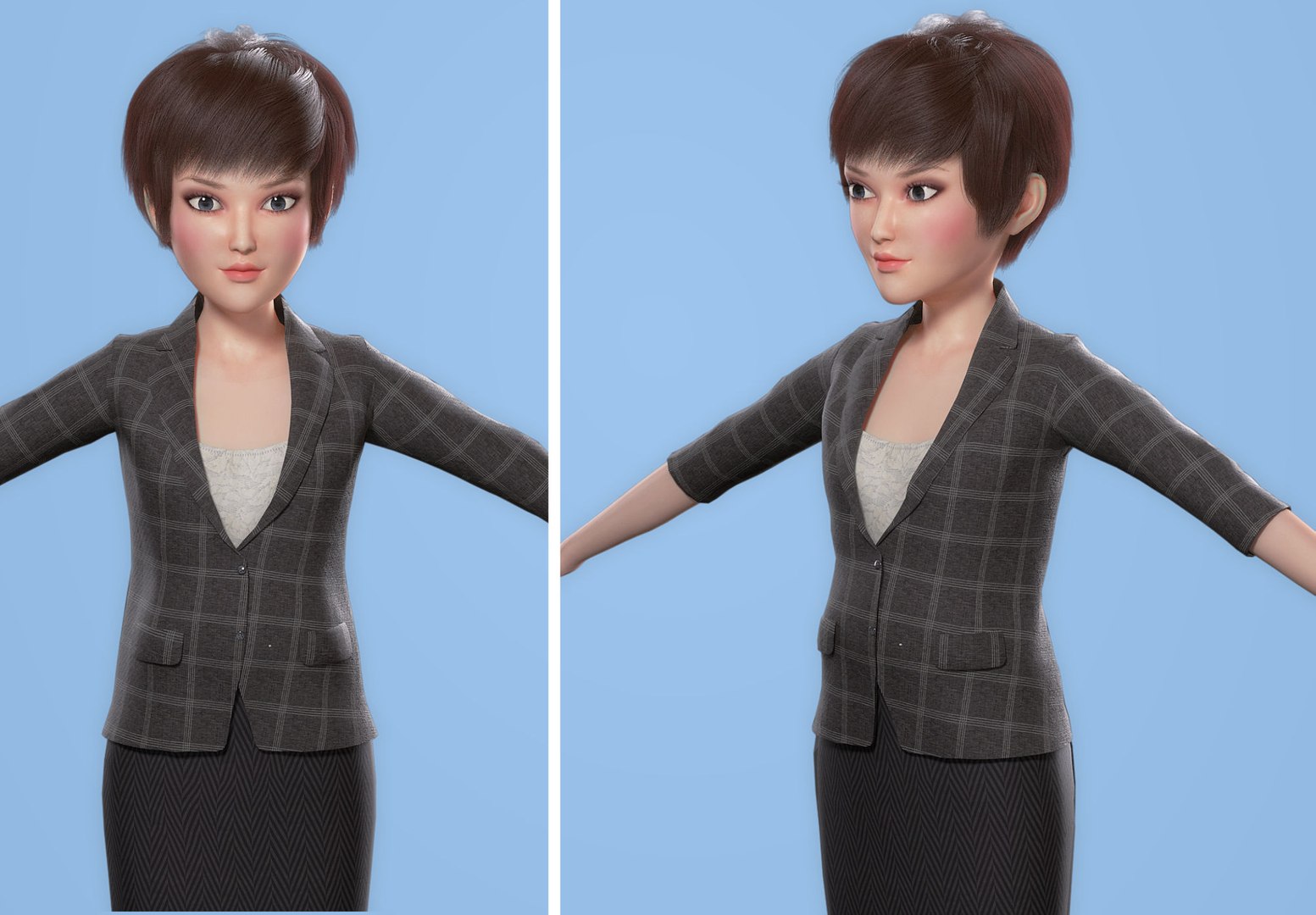 Cartoon Working Women Girl Model 3D - TurboSquid 1767097
