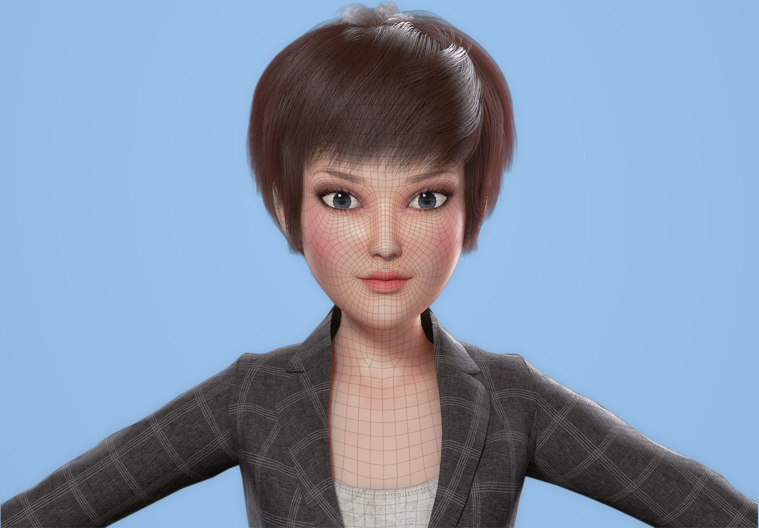 Cartoon Working Women Girl Model 3D - TurboSquid 1767097