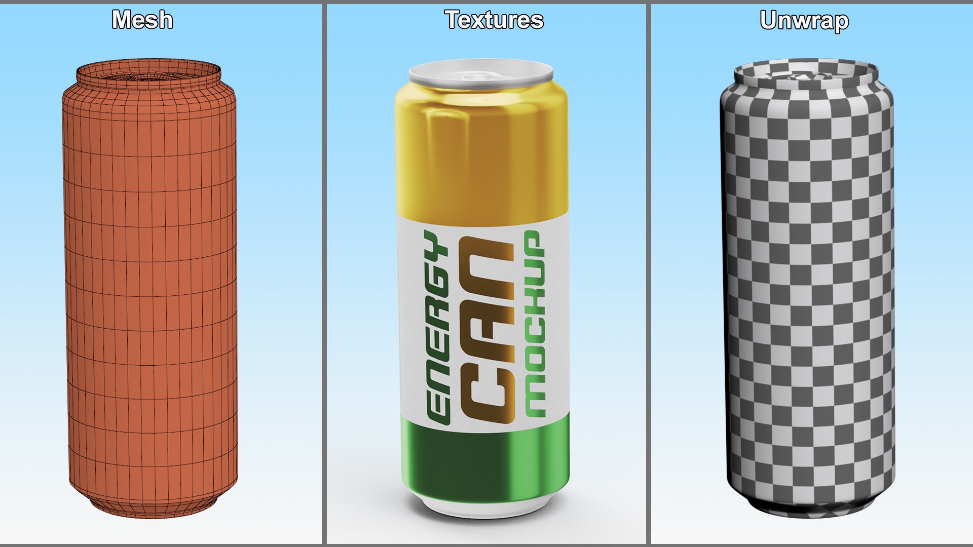 Energy Can Mockup 330ml Slim 3D Model - TurboSquid 2056167