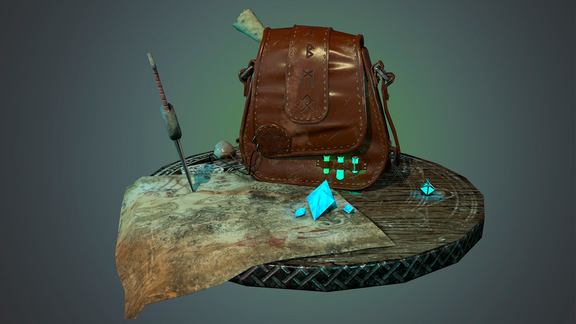 3D Magical Leather Hunter Bag with flasks Low-poly - TurboSquid 1792607