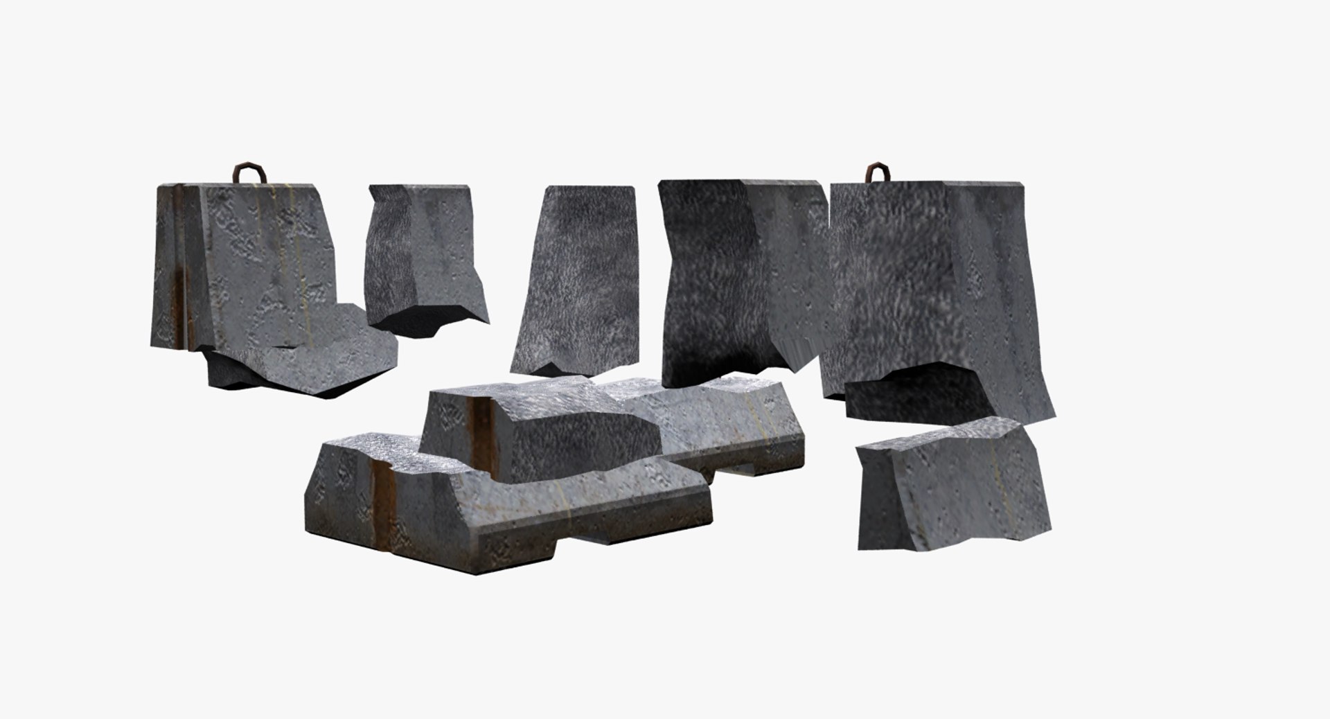 3d broken concrete barrier model
