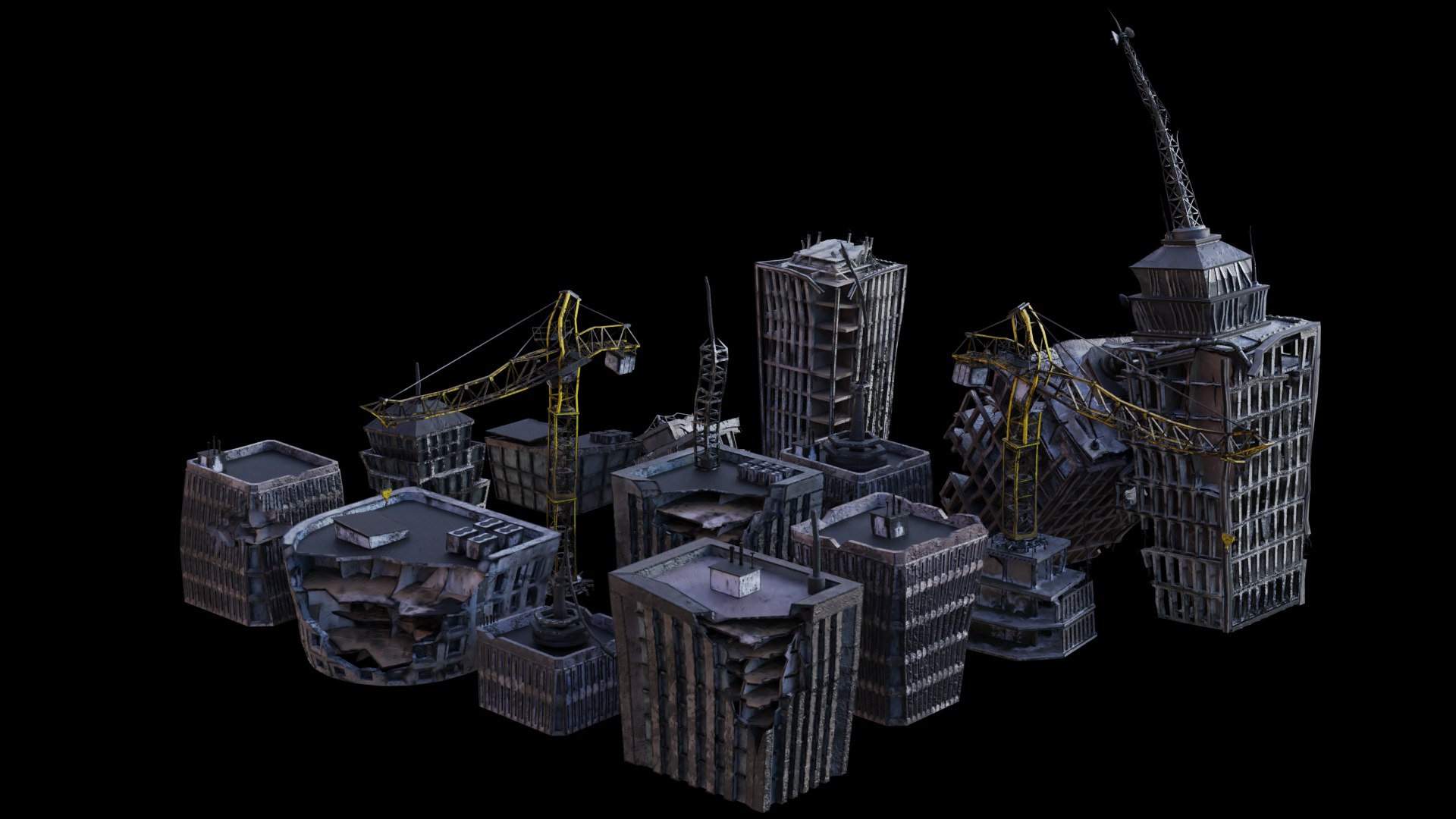 3D model Apocalyptic Building Pack - TurboSquid 1805460