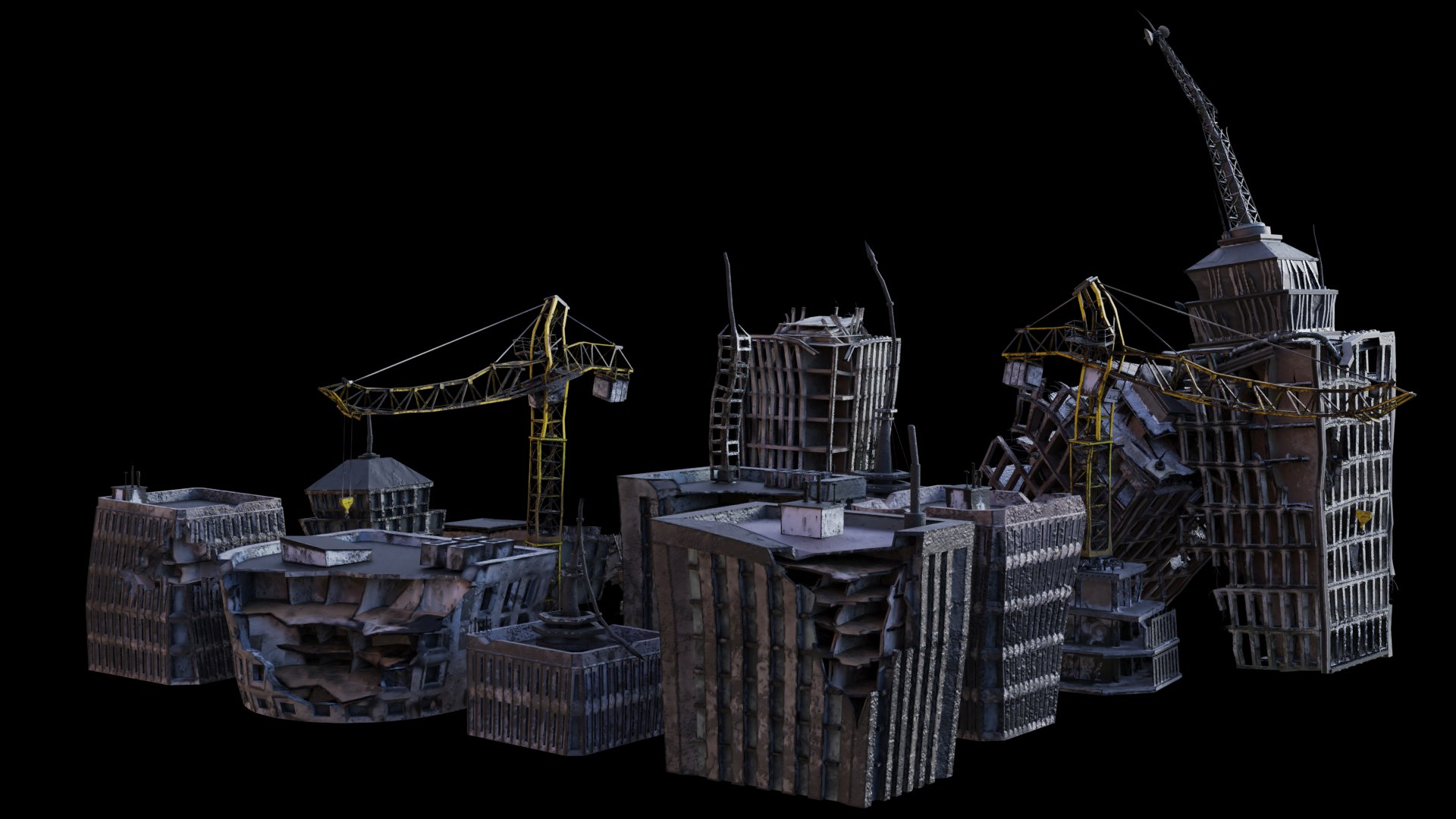 3D model Apocalyptic Building Pack - TurboSquid 1805460