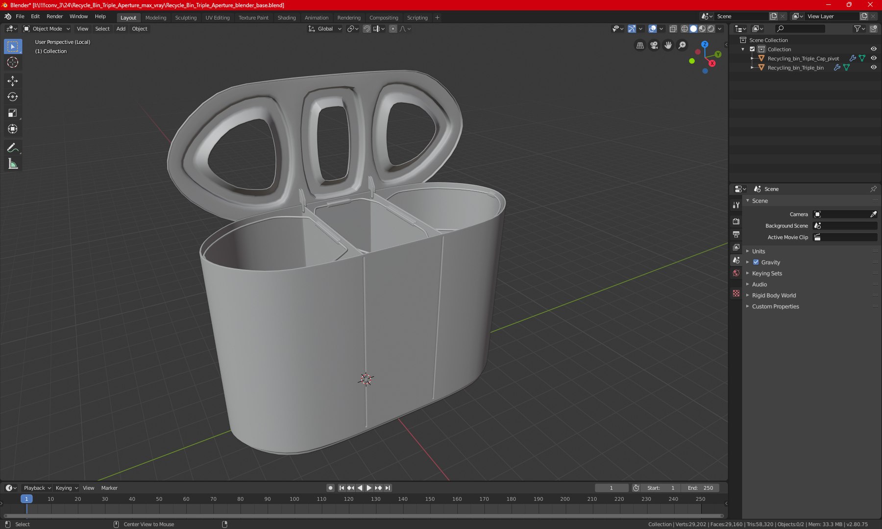 3D Recycle Bin Triple Aperture - TurboSquid 2105613