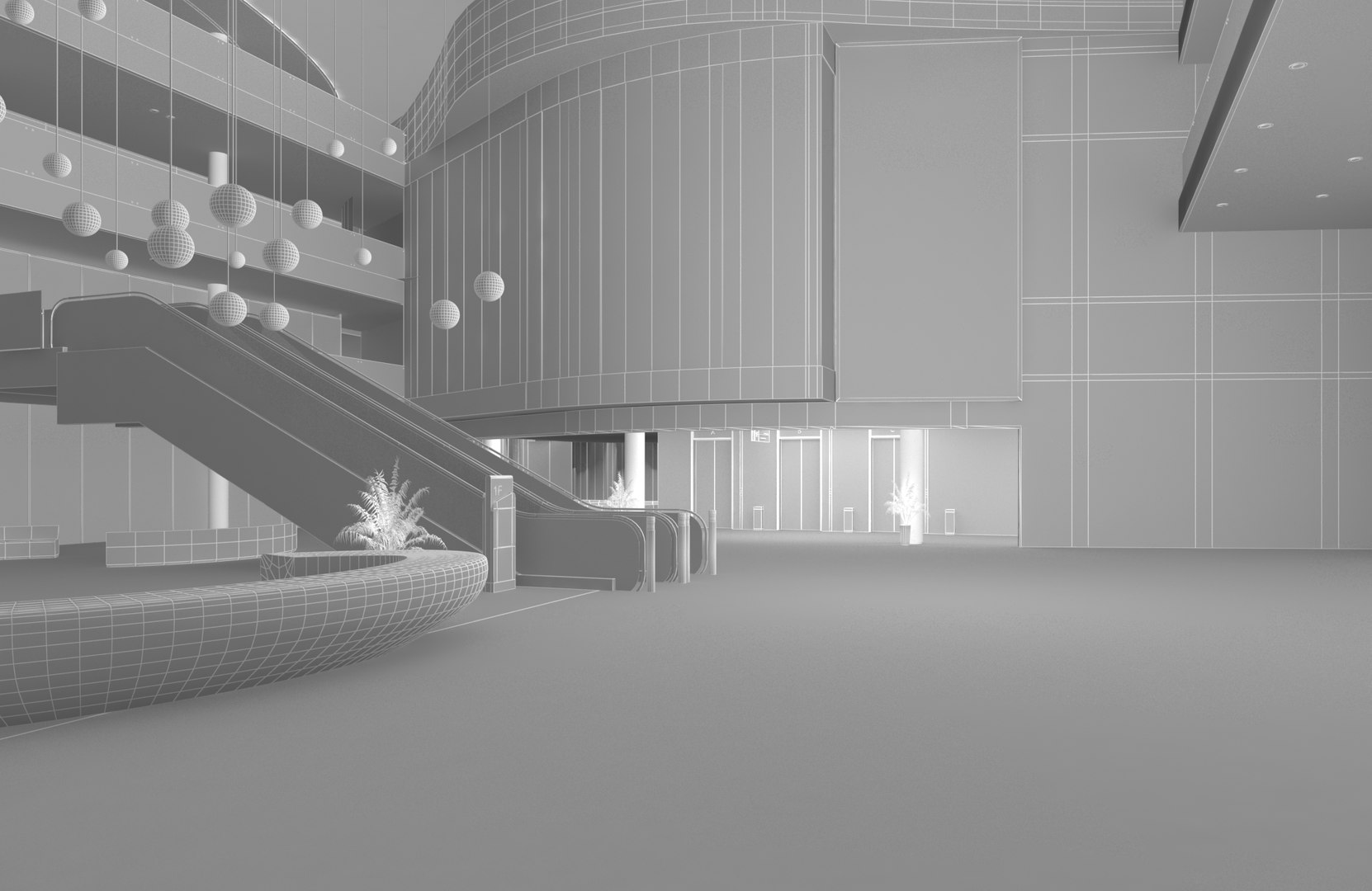 3D Public Hall Interior 01 Model - TurboSquid 2287822
