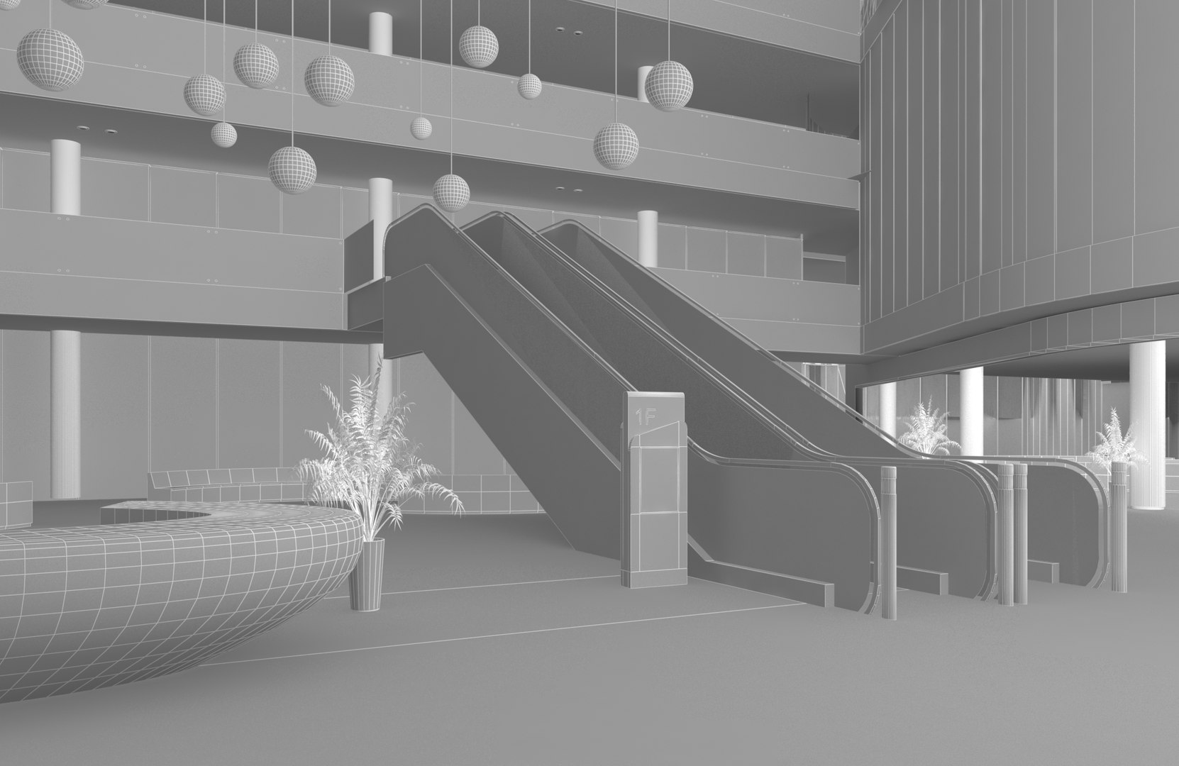 3D Public Hall Interior 01 Model - TurboSquid 2287822