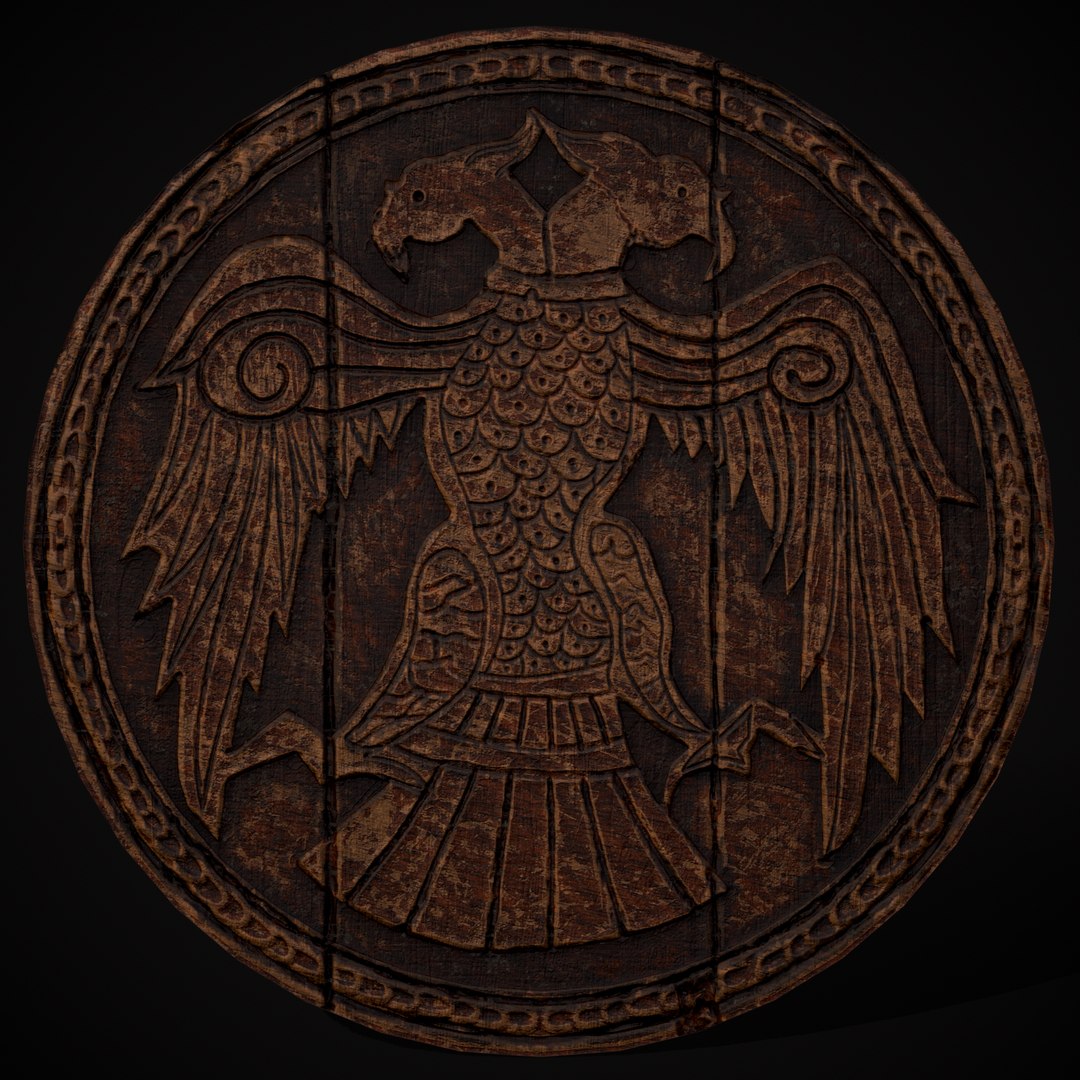 3D Model Carved Round Wooden Phoenix Shield - TurboSquid 1973734
