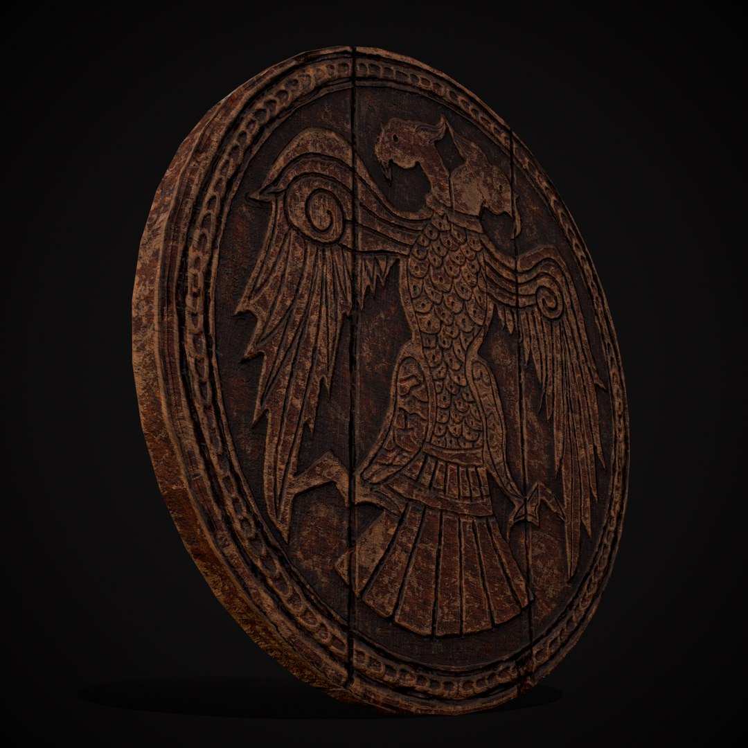 3D Model Carved Round Wooden Phoenix Shield - TurboSquid 1973734