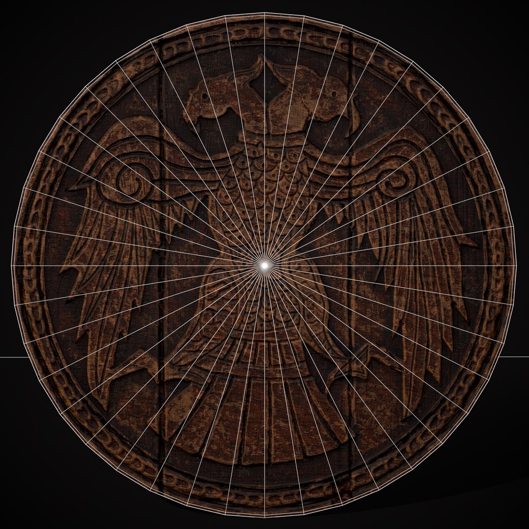 3D Model Carved Round Wooden Phoenix Shield - TurboSquid 1973734