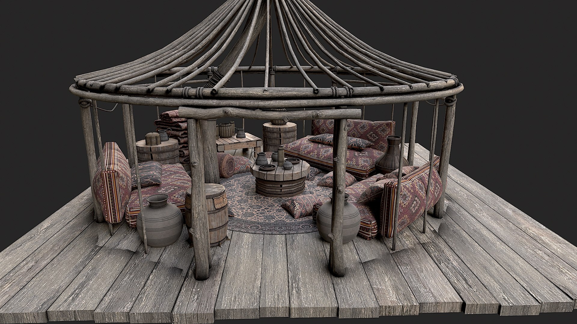 3D Old Traditional Eastern Nomads Tent 4 - TurboSquid 2360434