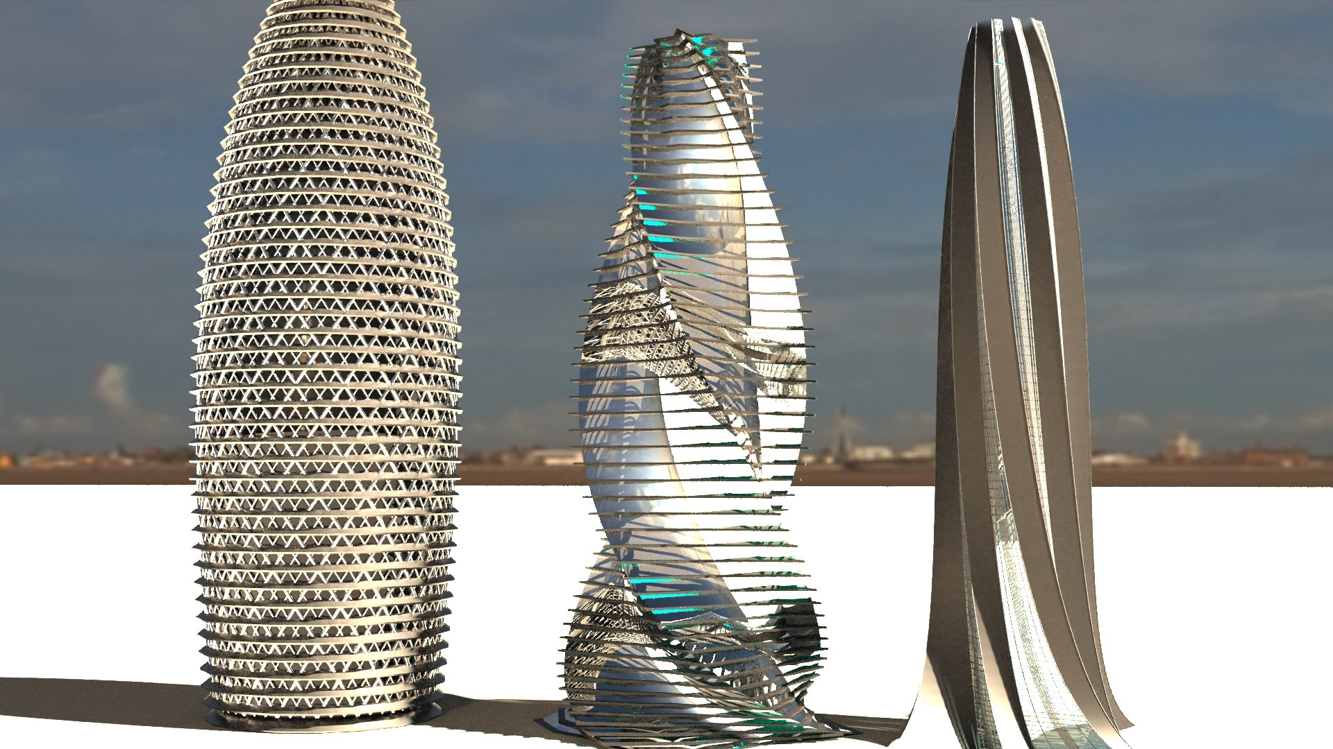 3D 3 Skyscapers - TurboSquid 2125417