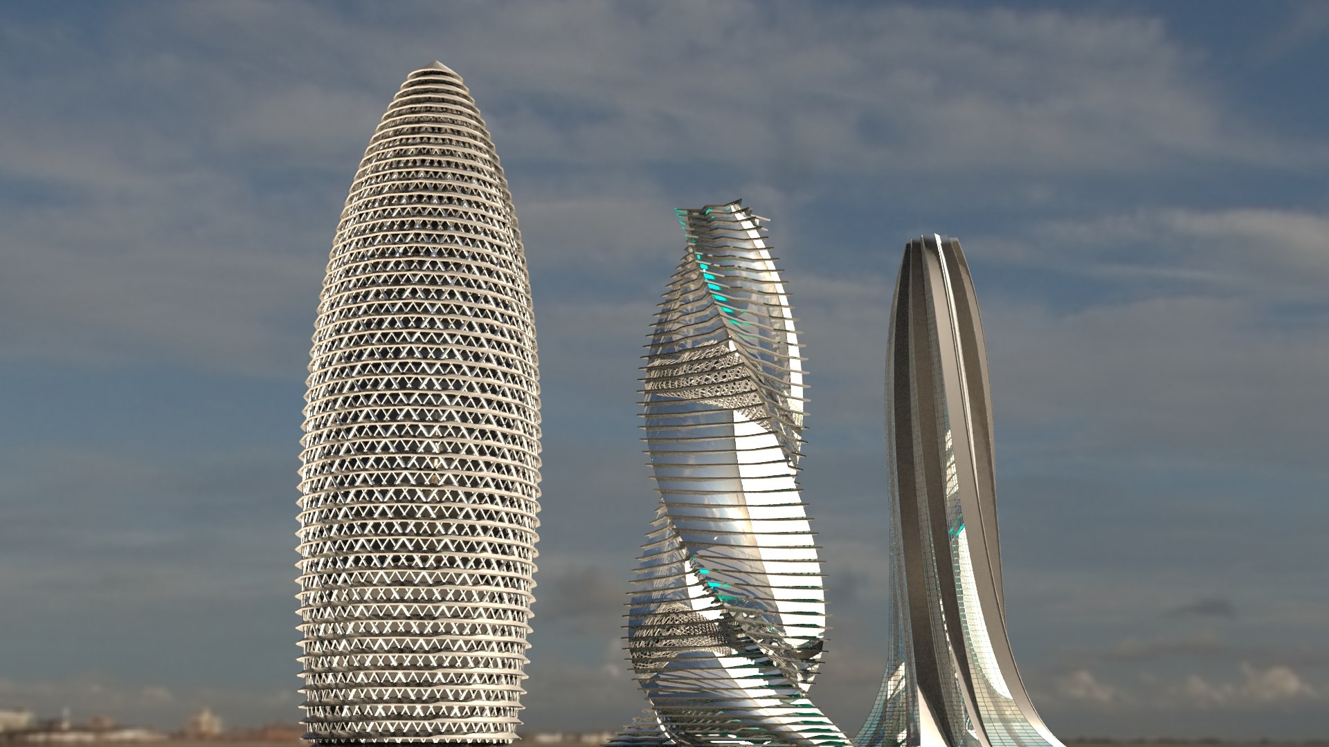 3D 3 Skyscapers - TurboSquid 2125417