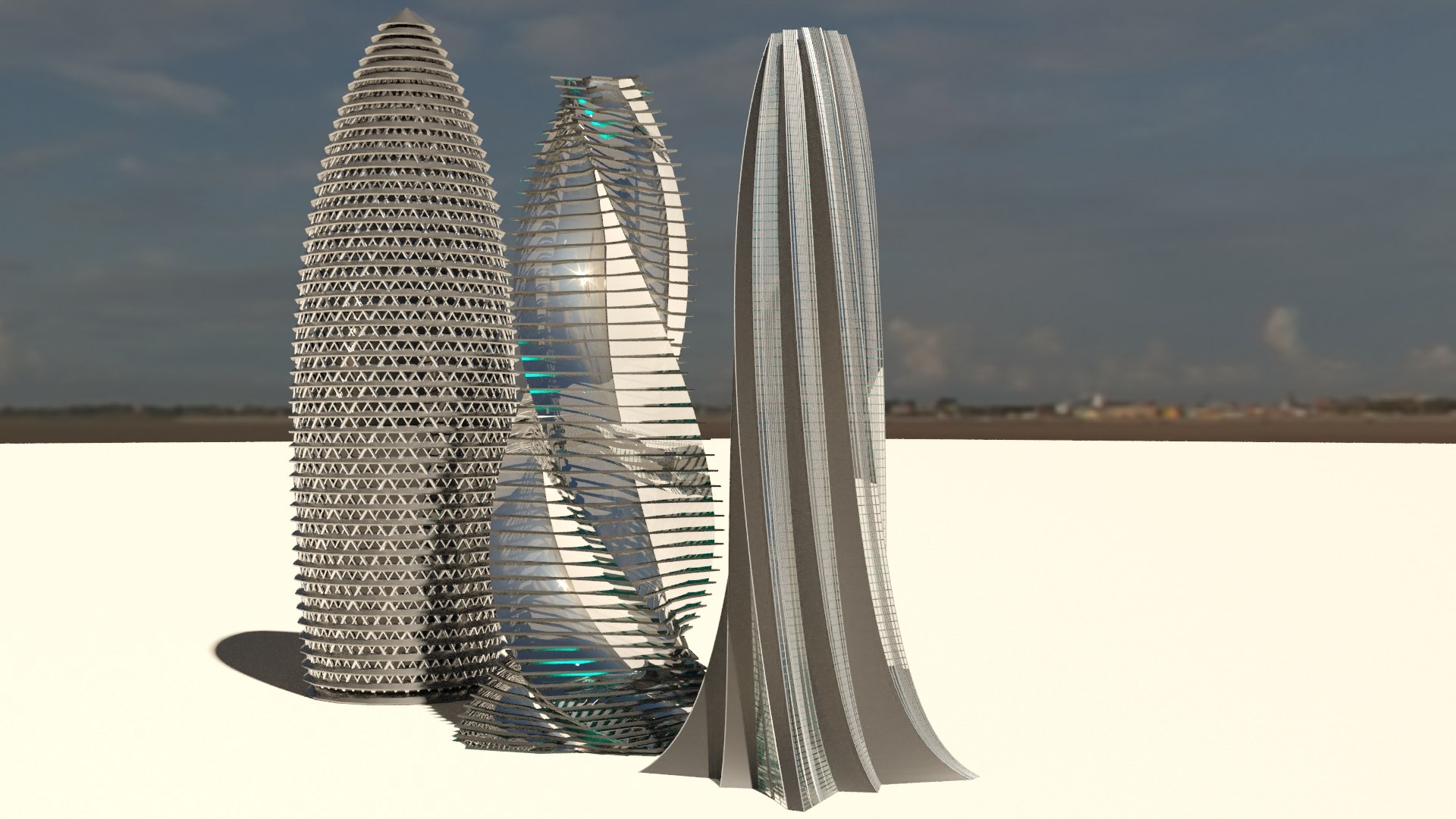 3D 3 Skyscapers - TurboSquid 2125417