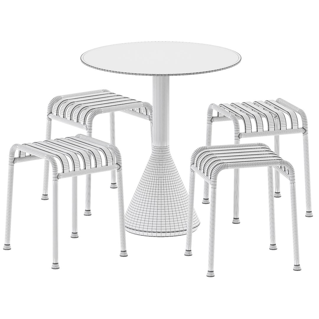 3D Hay Palissade Collection Cone Table And Stool - TurboSquid 2051043