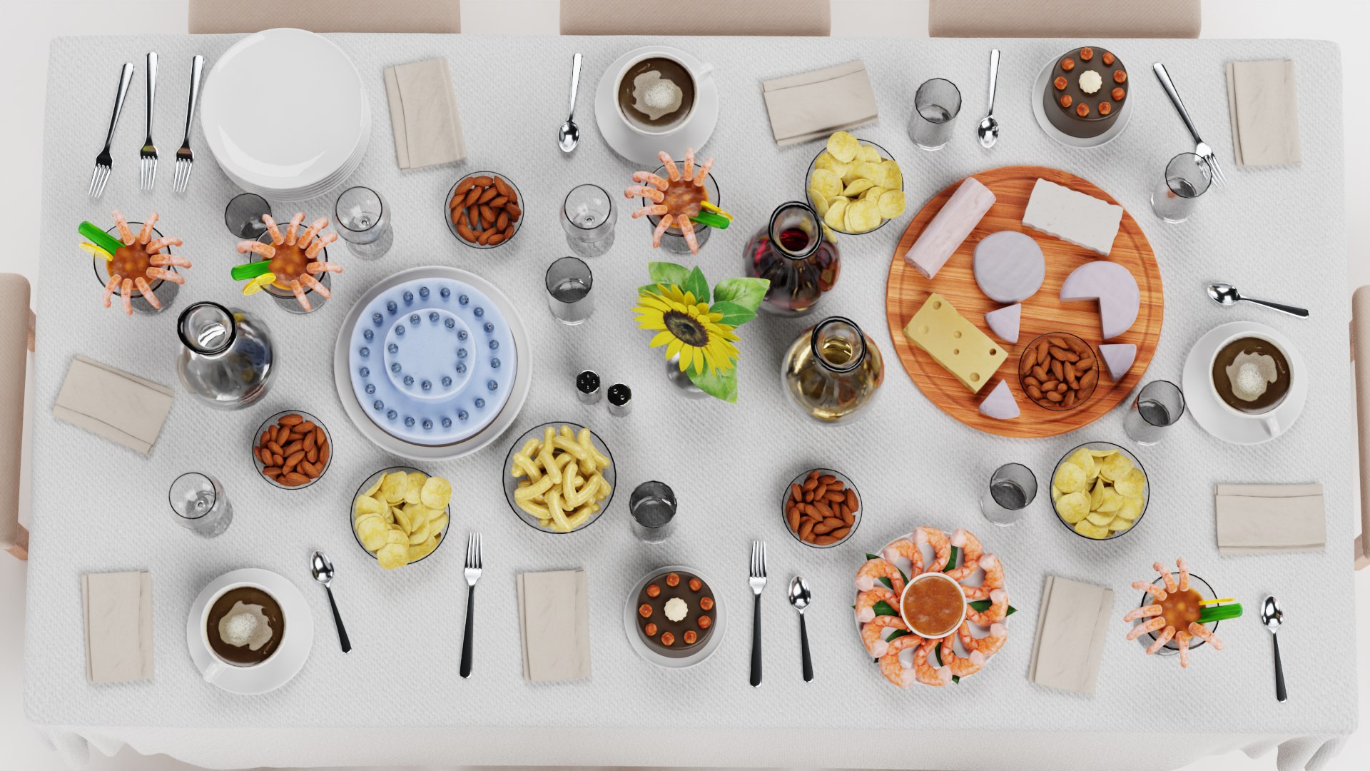 Party Table 3D - TurboSquid 1962089