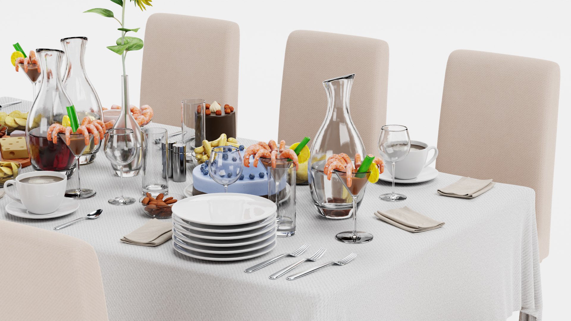 Party Table 3D - TurboSquid 1962089