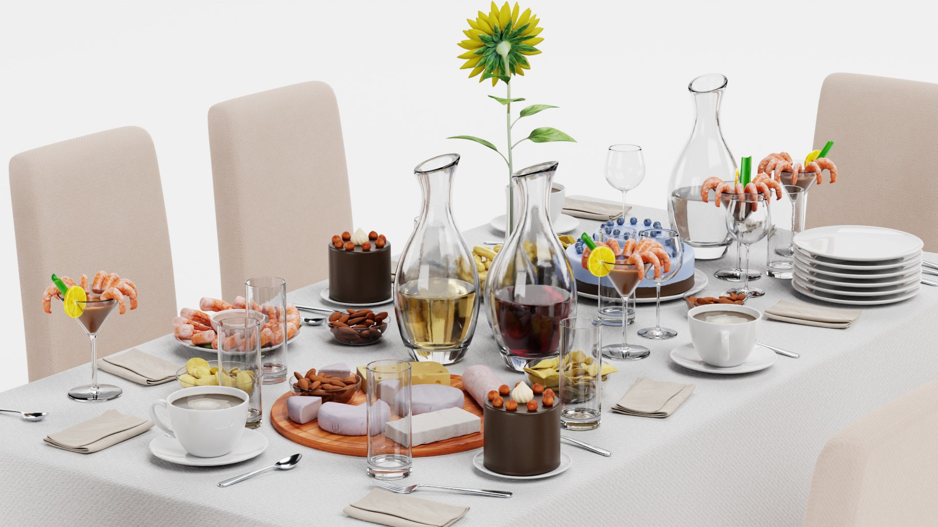 Party Table 3D - TurboSquid 1962089
