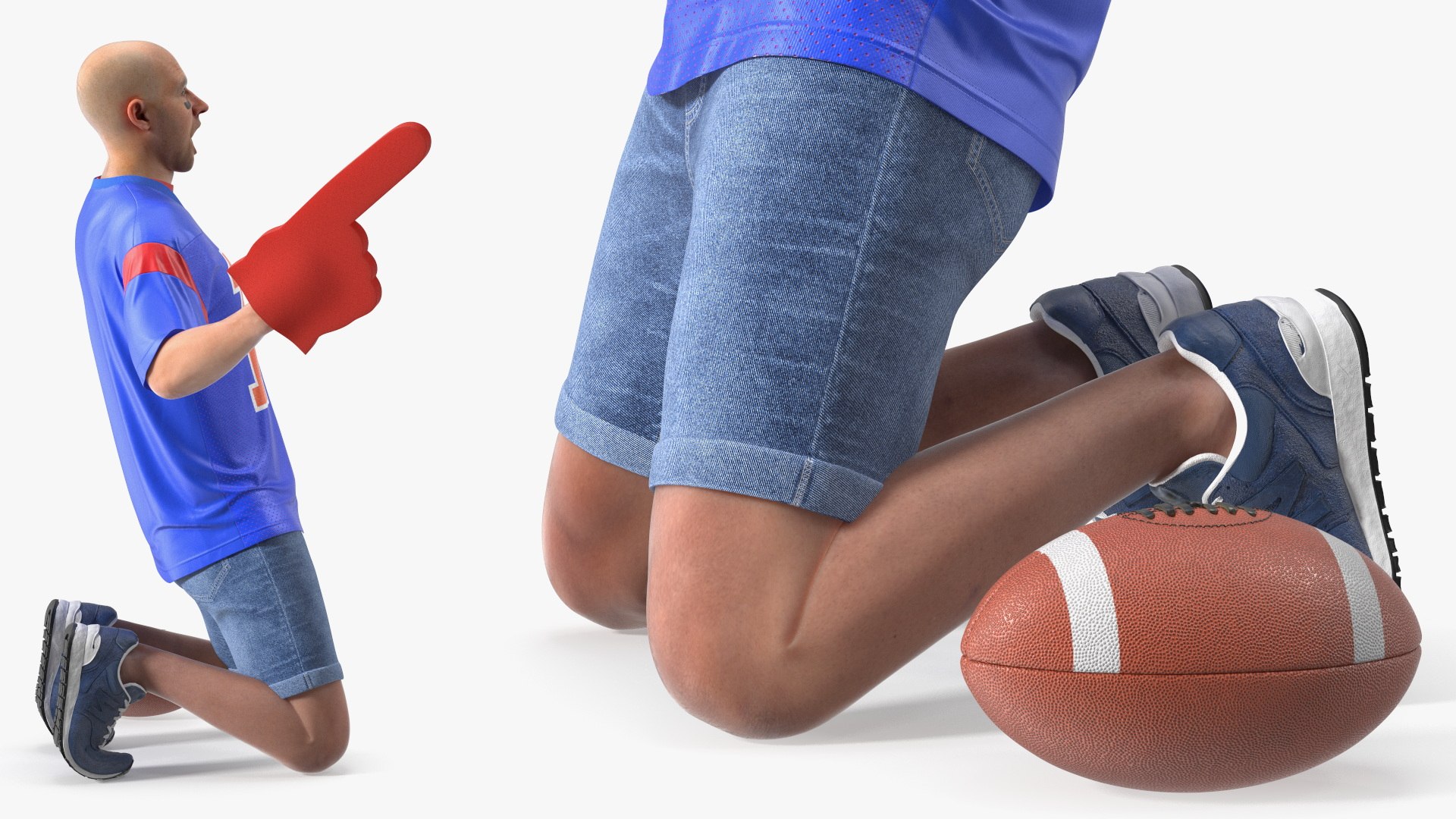 Rugby Fan Kneeling Victory Pose 3D Model - TurboSquid 2424526