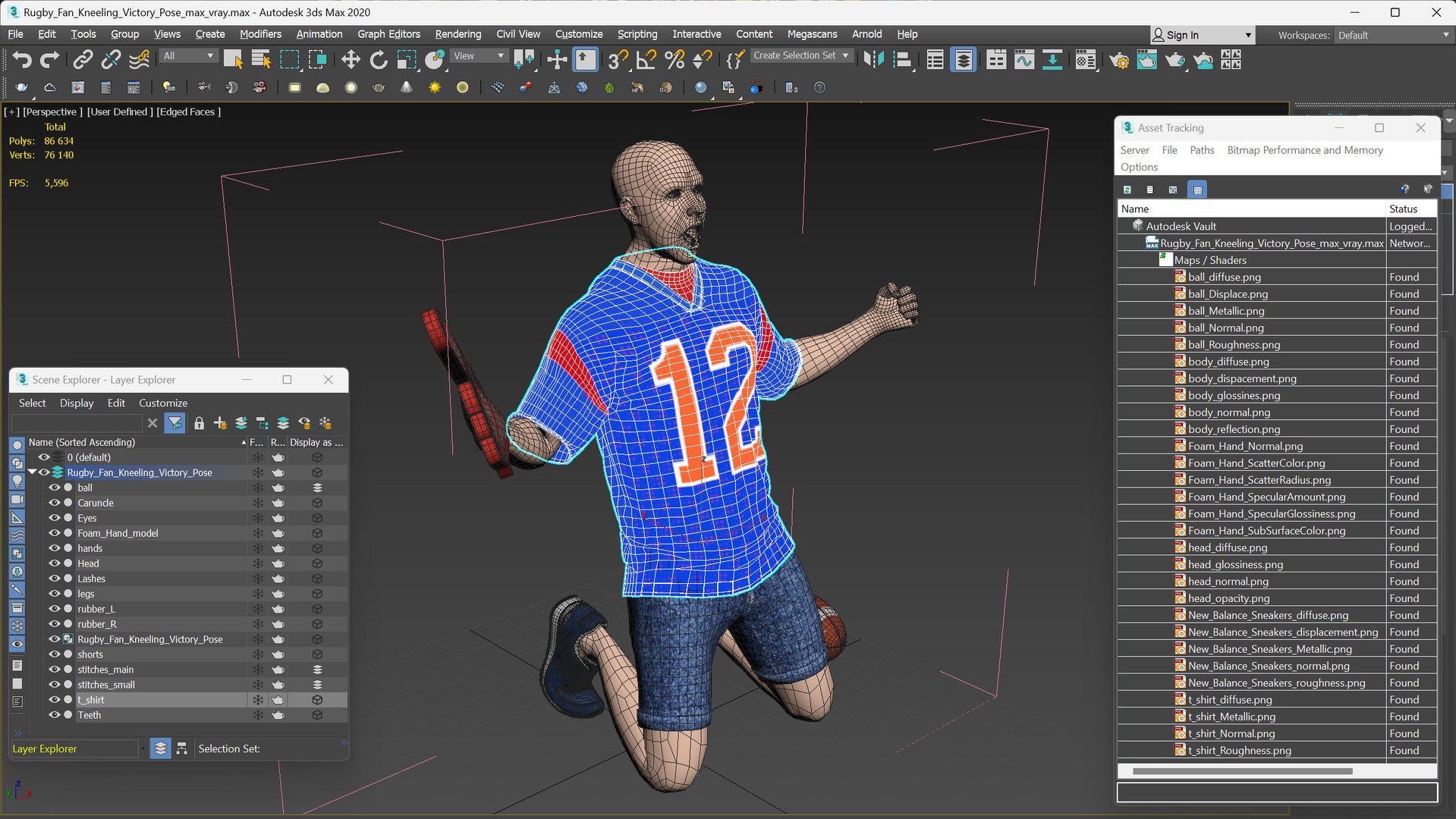 Rugby Fan Kneeling Victory Pose 3D Model - TurboSquid 2424526
