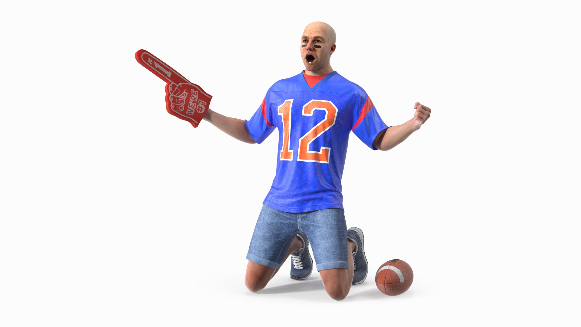 Rugby Fan Kneeling Victory Pose 3D Model - TurboSquid 2424526