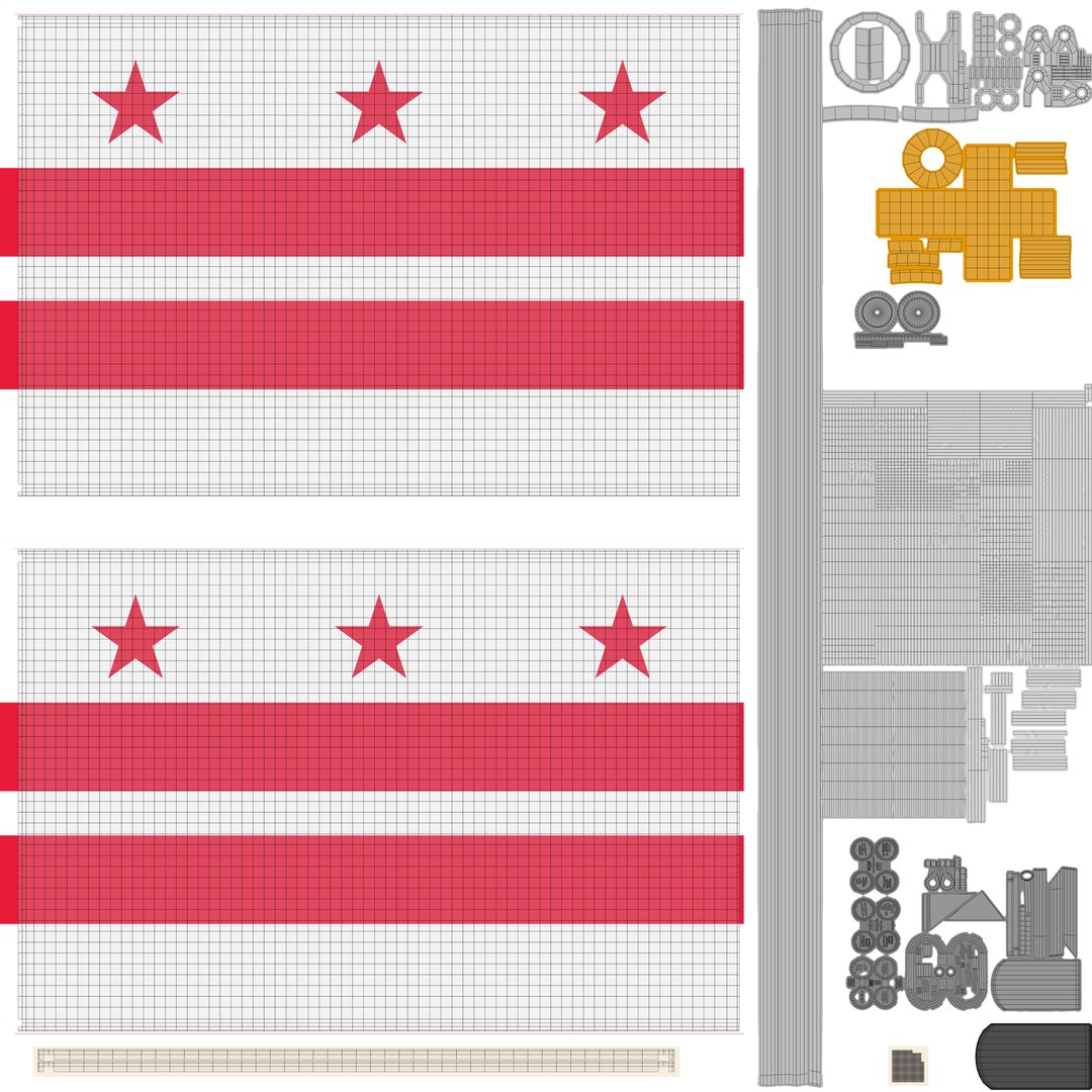 3D Wall Flag Washington DC T2 Model - TurboSquid 2268037