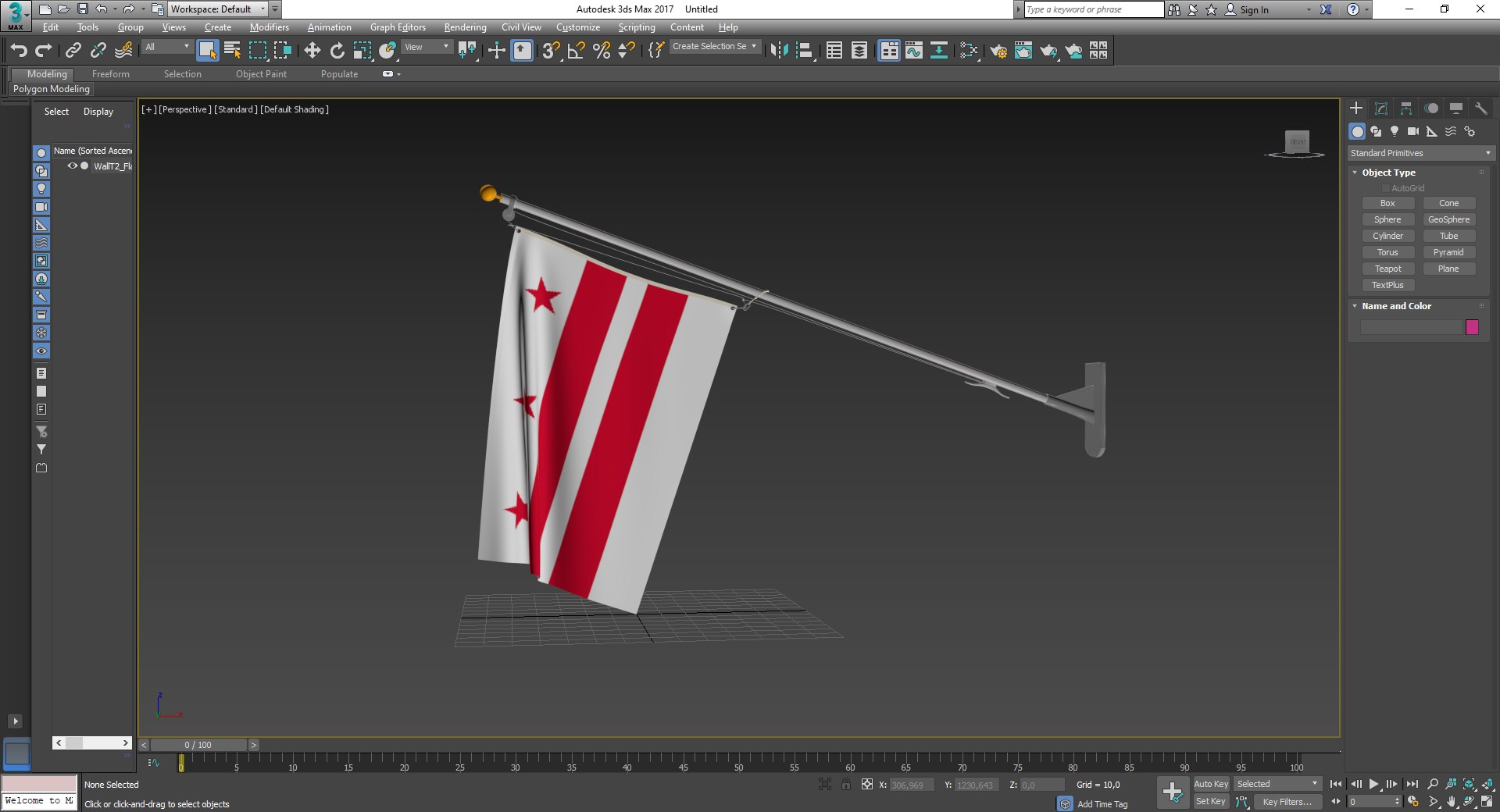 3D Wall Flag Washington DC T2 Model - TurboSquid 2268037