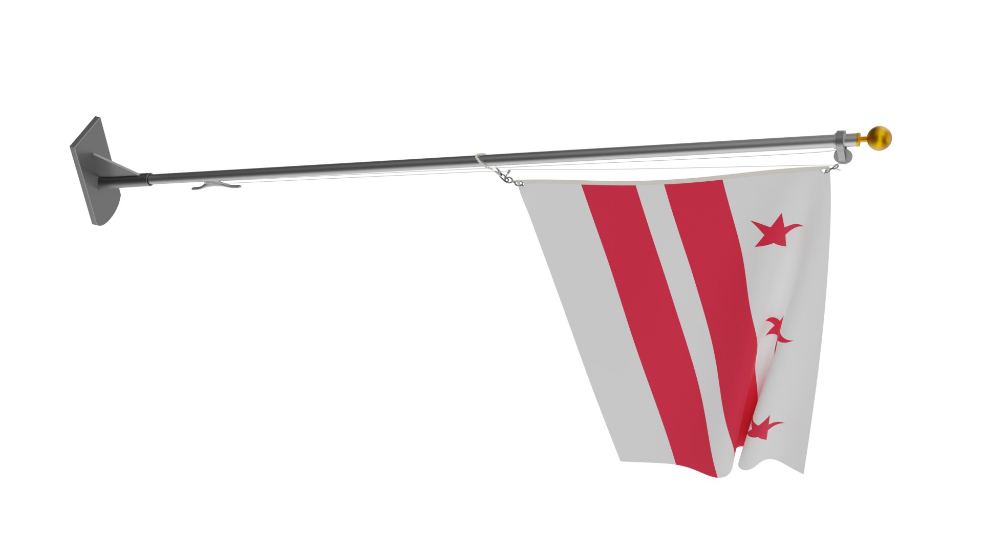 3D Wall Flag Washington DC T2 Model - TurboSquid 2268037