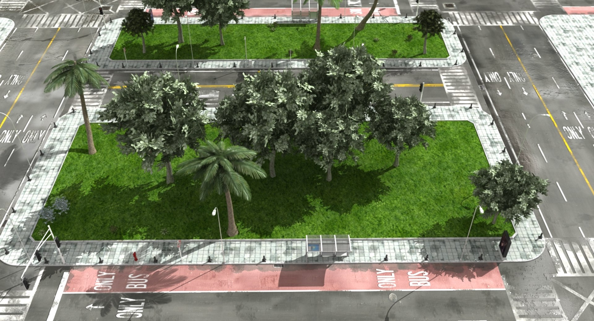 Road Intersection 3D Model - TurboSquid 1398015