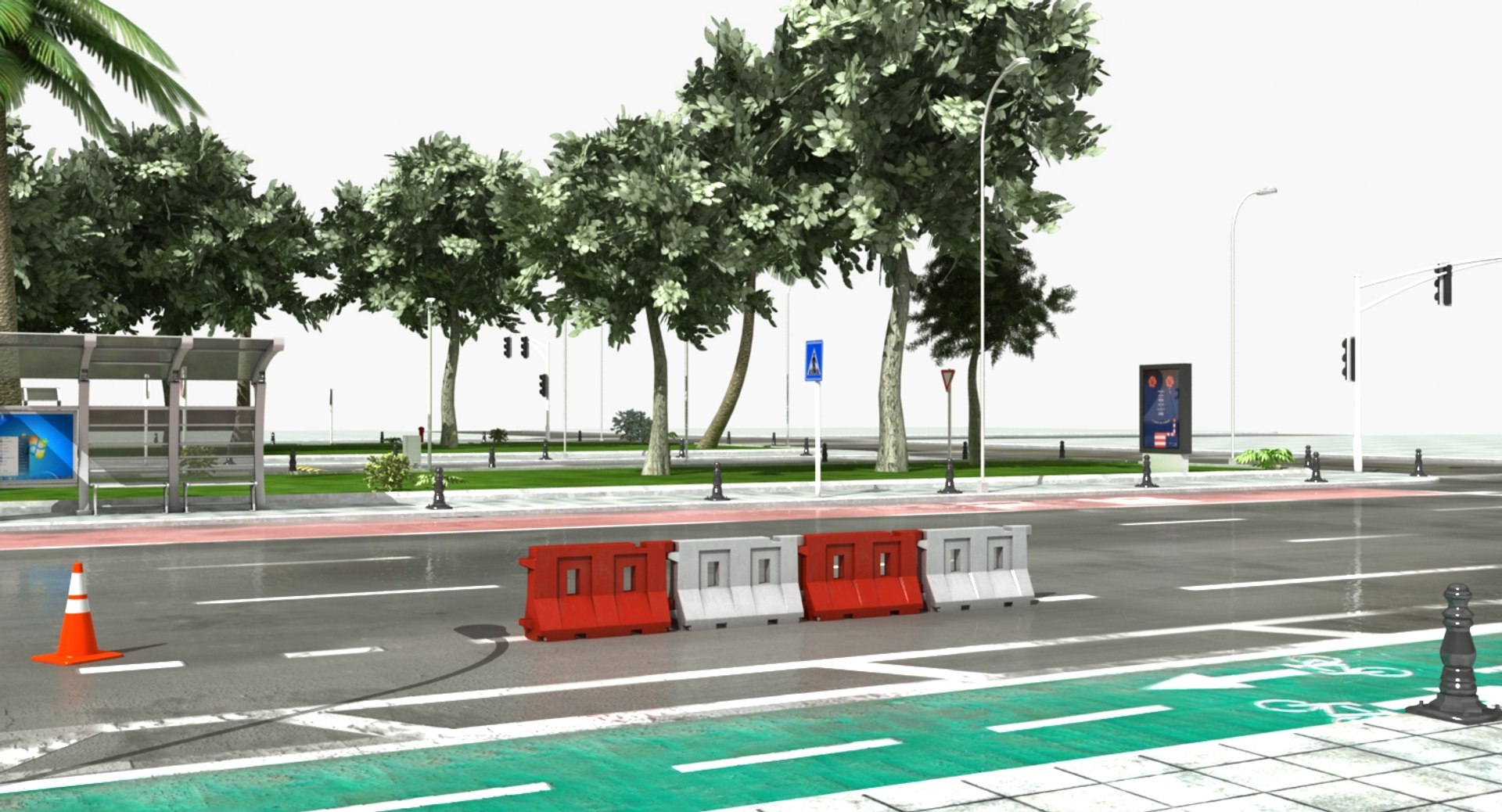 Road Intersection 3D Model - TurboSquid 1398015